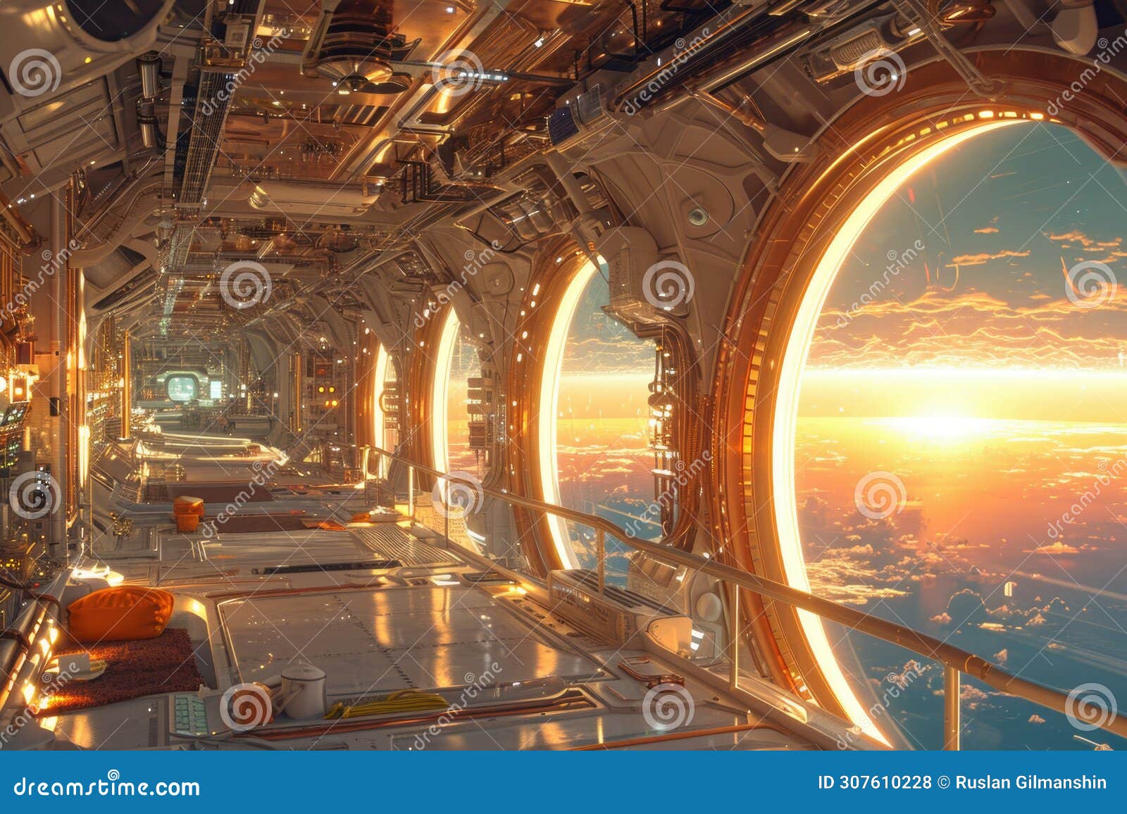 Window View of Space and Planets from a Space Station Stock ...
