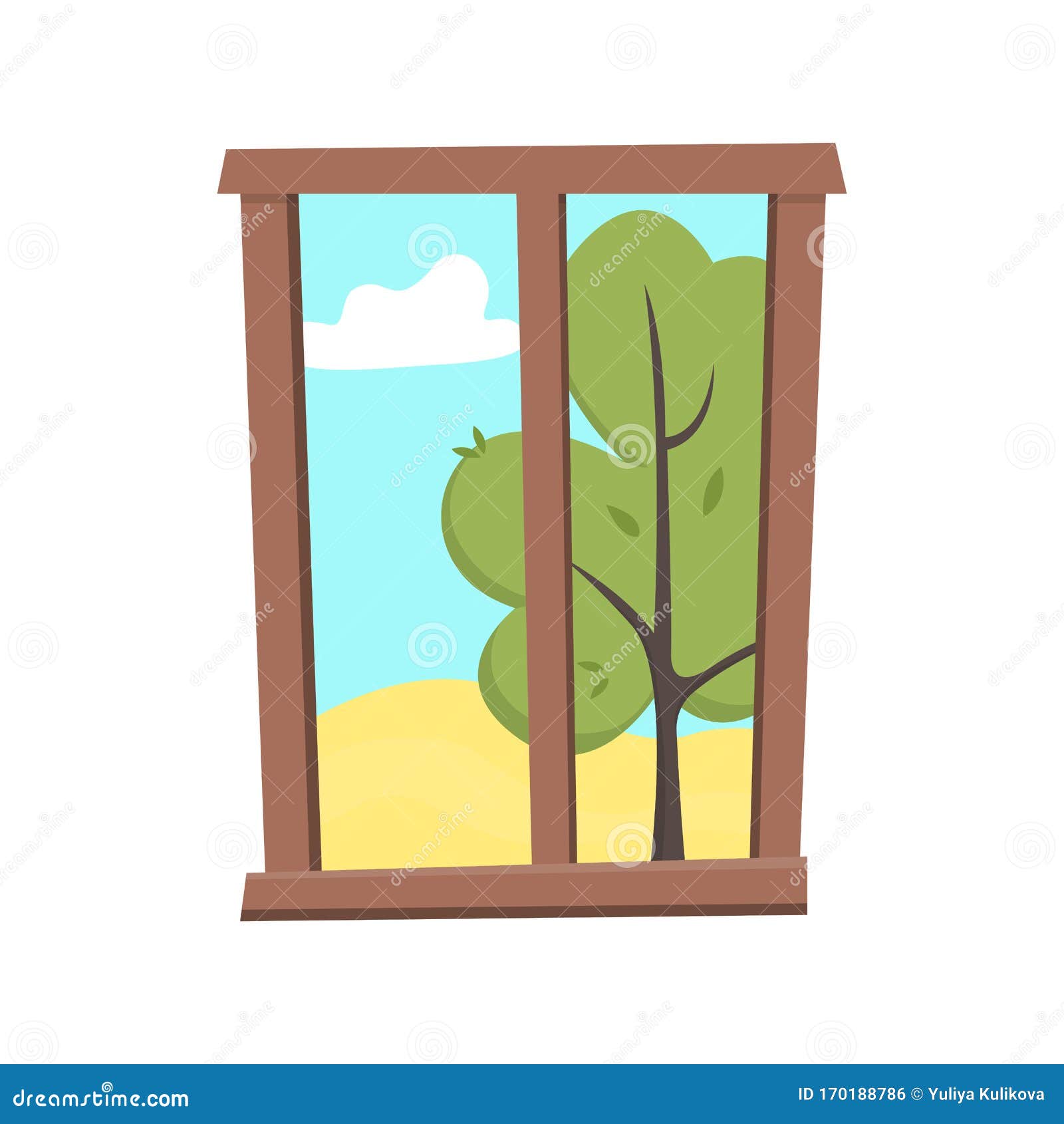 Window with a View of the Spring / Summer Landscape. Flat Style Vector ...