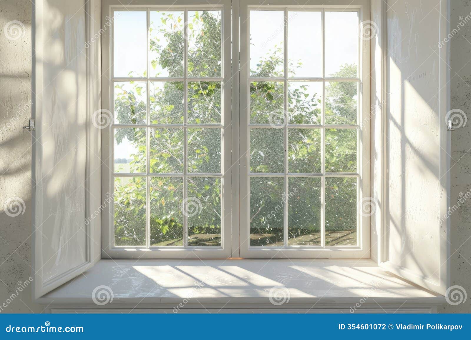 Window with View of Tree Outside, Suitable for Interior Design Projects ...