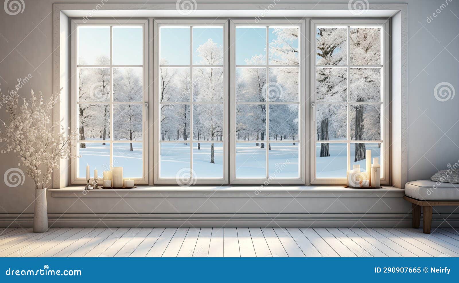 Window View of Wintery Scene Stock Image - Image of lifestyles, snow ...