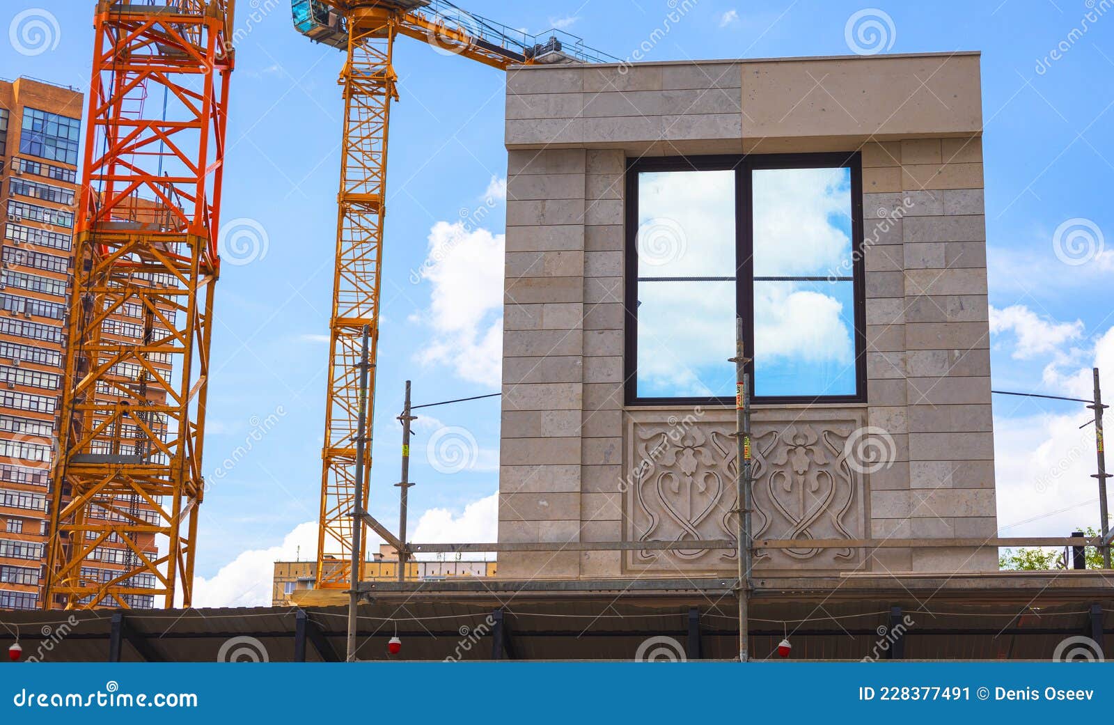Window In The Wall As An Example Of A House Under Construction. Stock ...