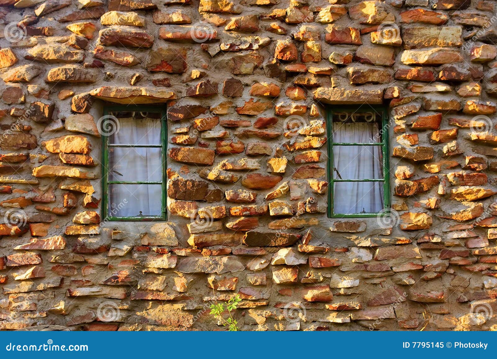 Window on Wall Made from Rocks Stock Image - Image of real, building ...