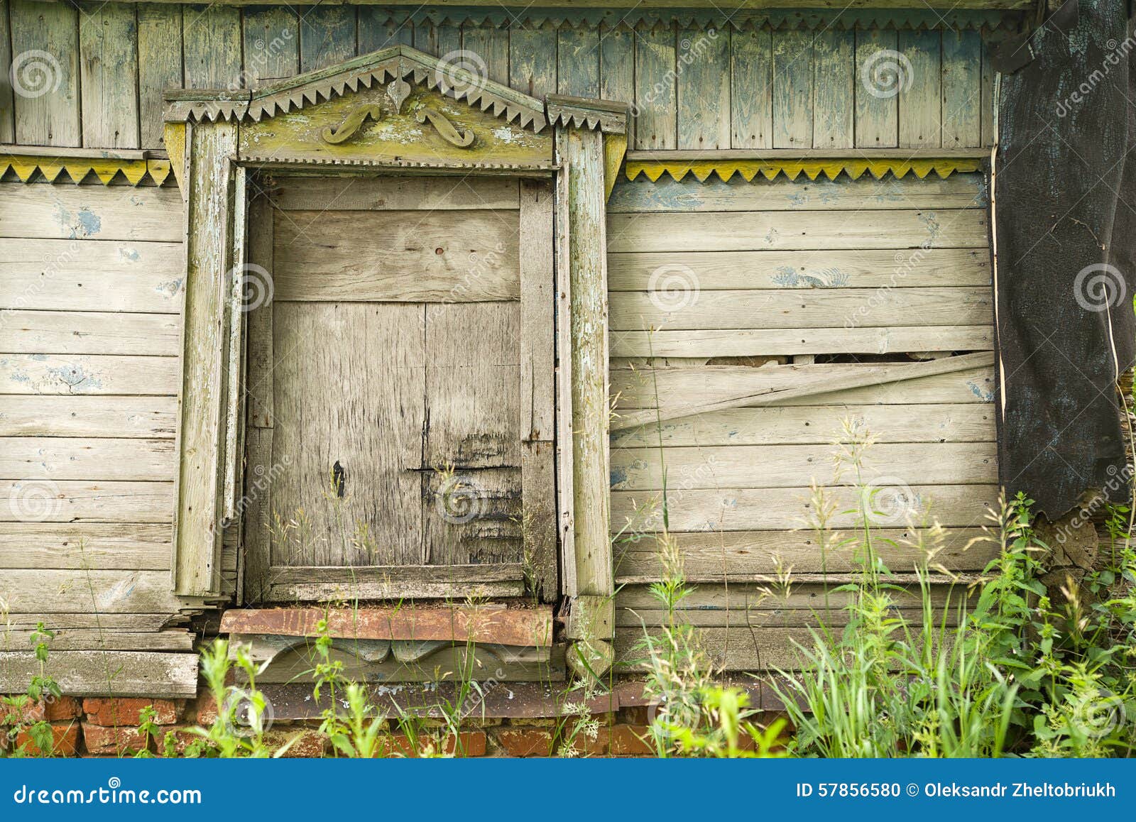 The Window in the Wall of the Old Wooden House Stock Photo - Image of ...