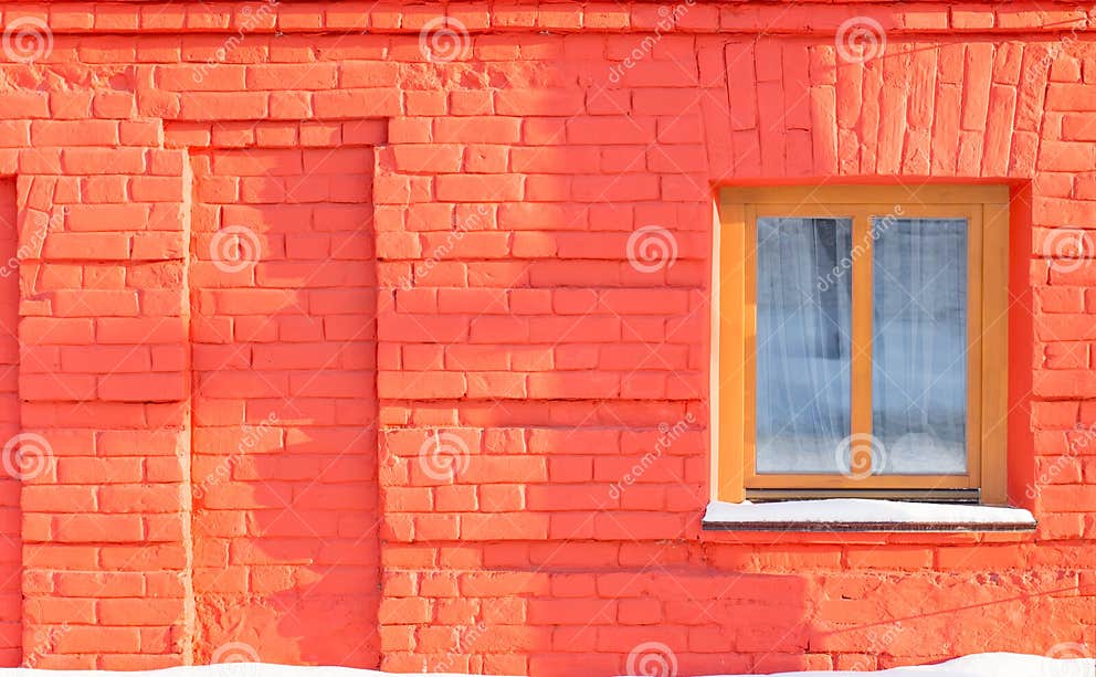 The Window on the Wall of Red Brick Stock Photo - Image of home ...