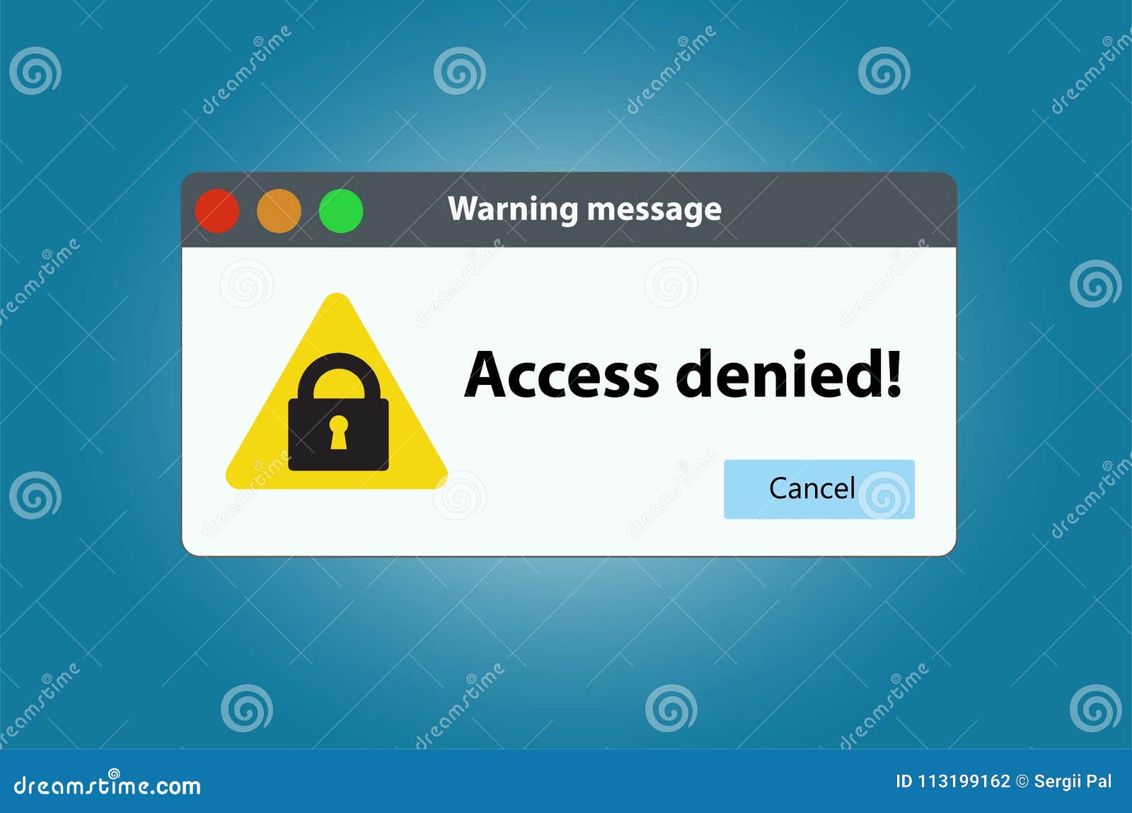 The Window Warning that Access is Denied. Stock Vector - Illustration ...