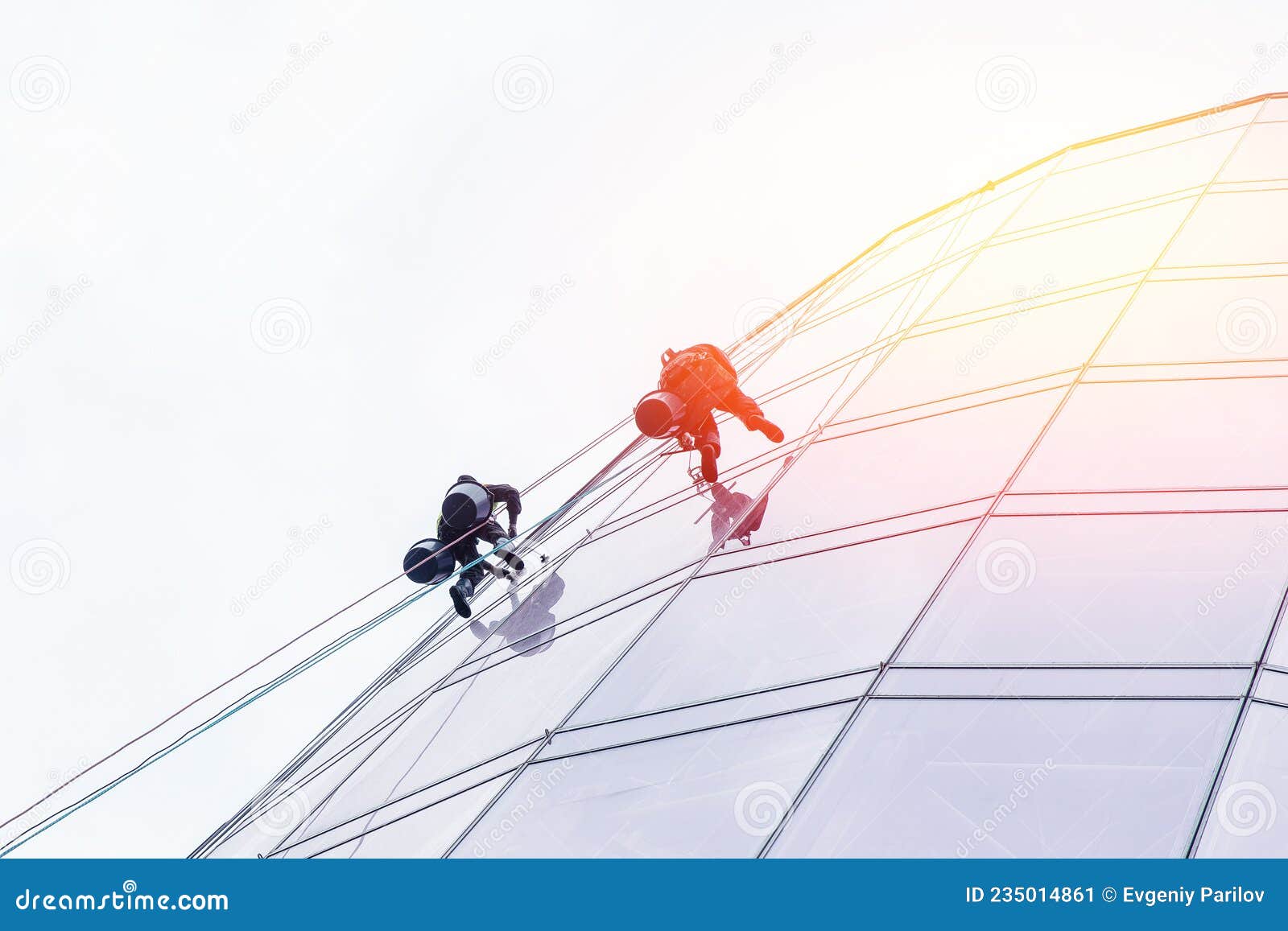 Climber Cleaning Mirror Glass Dome Building Stock Image | CartoonDealer ...