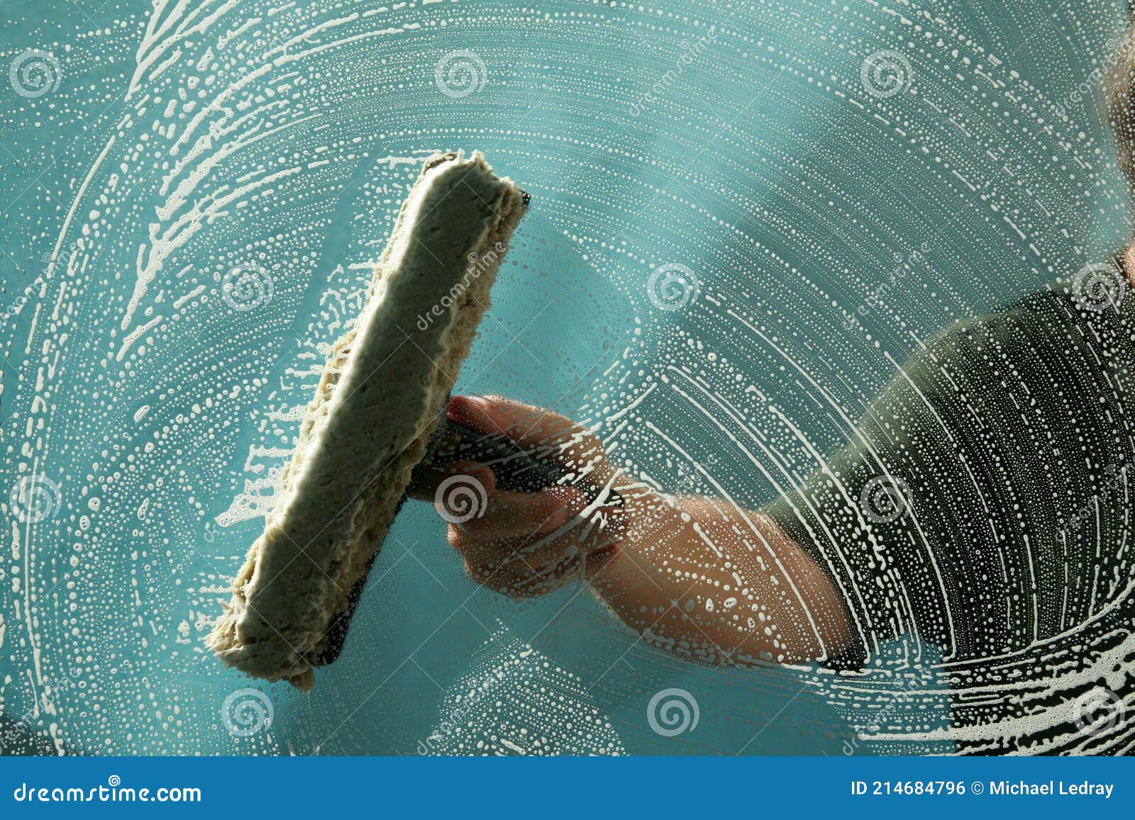 Window Washer Washing a Window Stock Photo - Image of movement, sponge ...