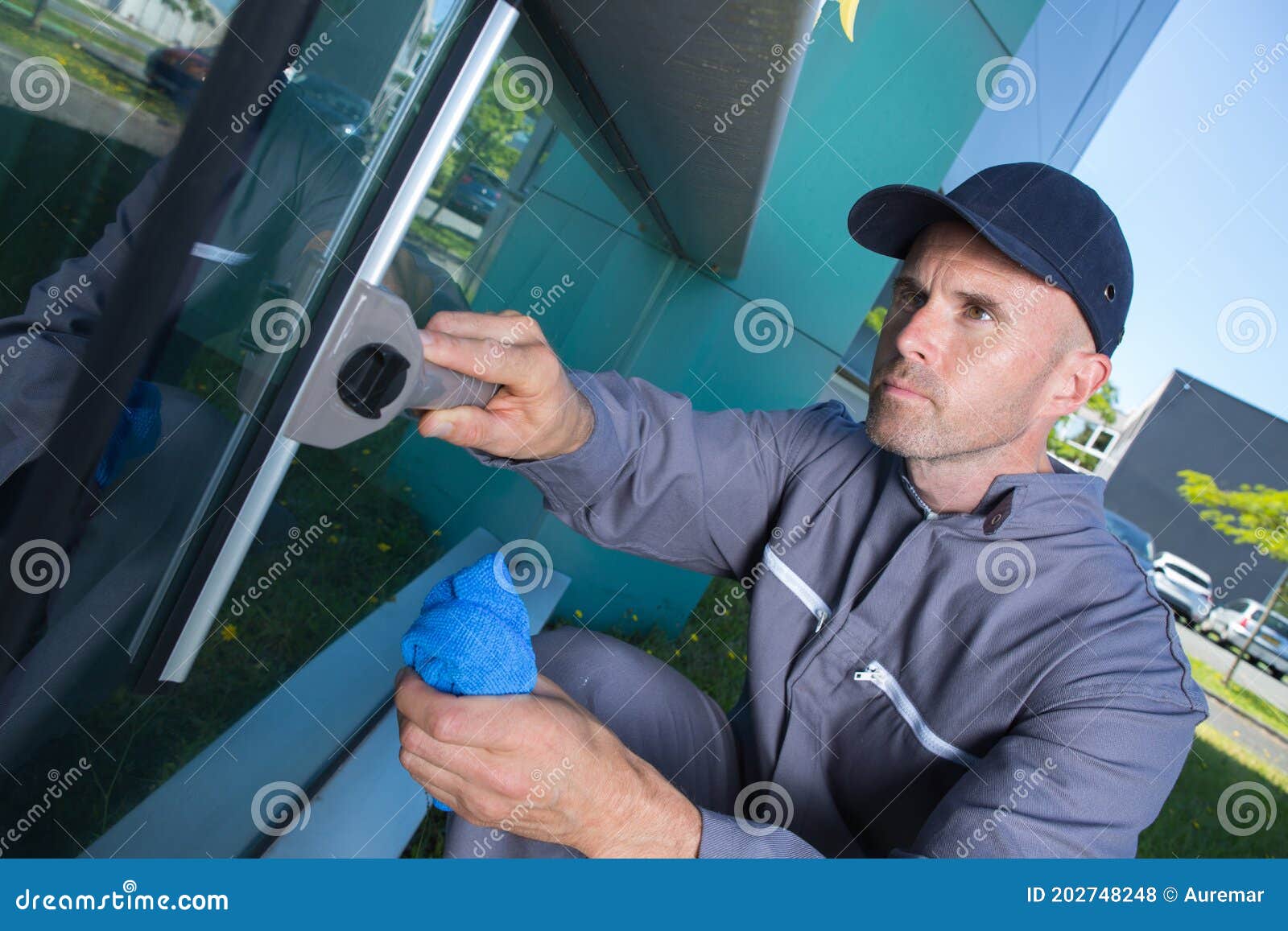 Window Washer Working at Building Outdoor Stock Photo - Image of ...
