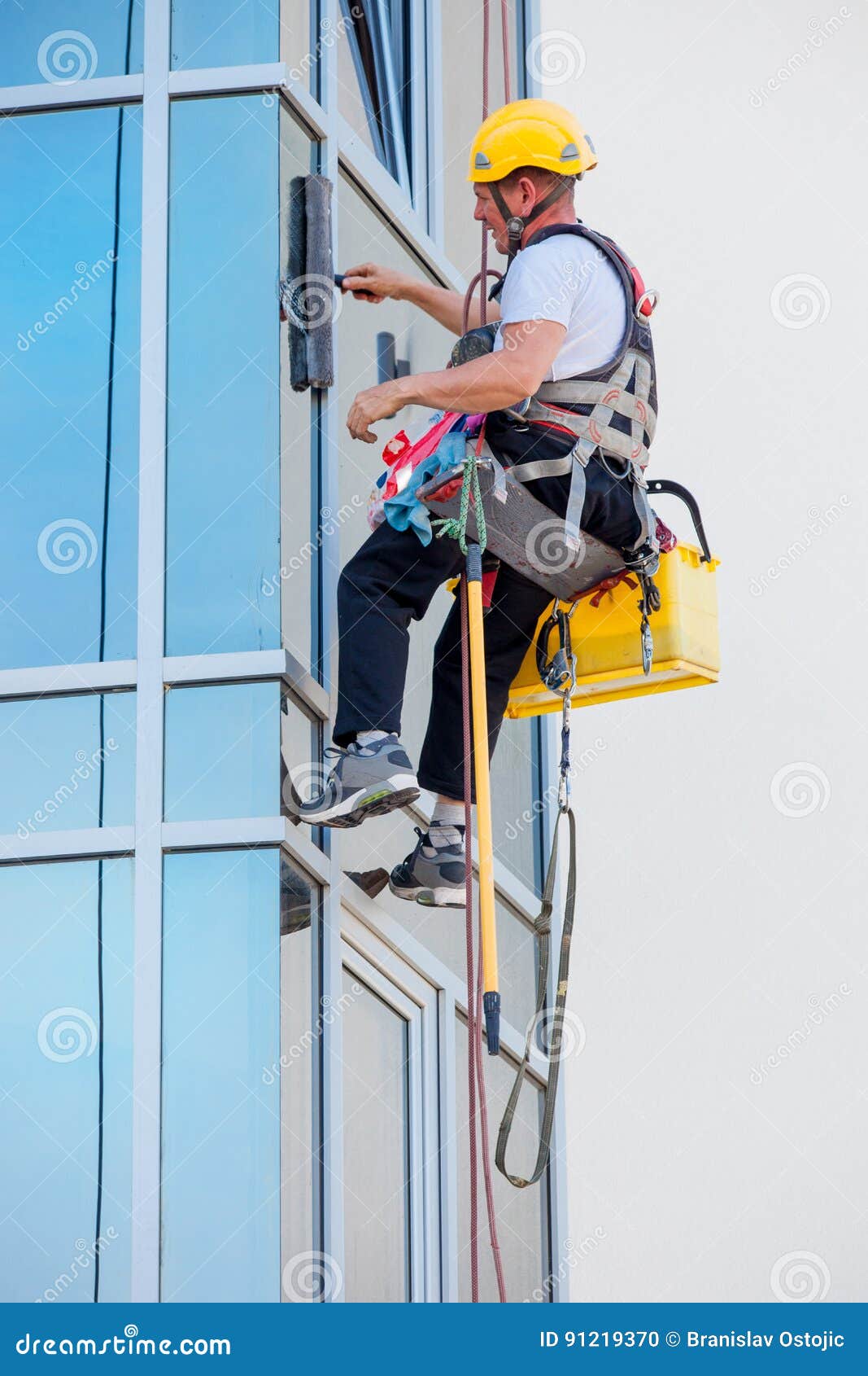 Window Washer Working at Building Outdoor Stock Photo - Image of ...
