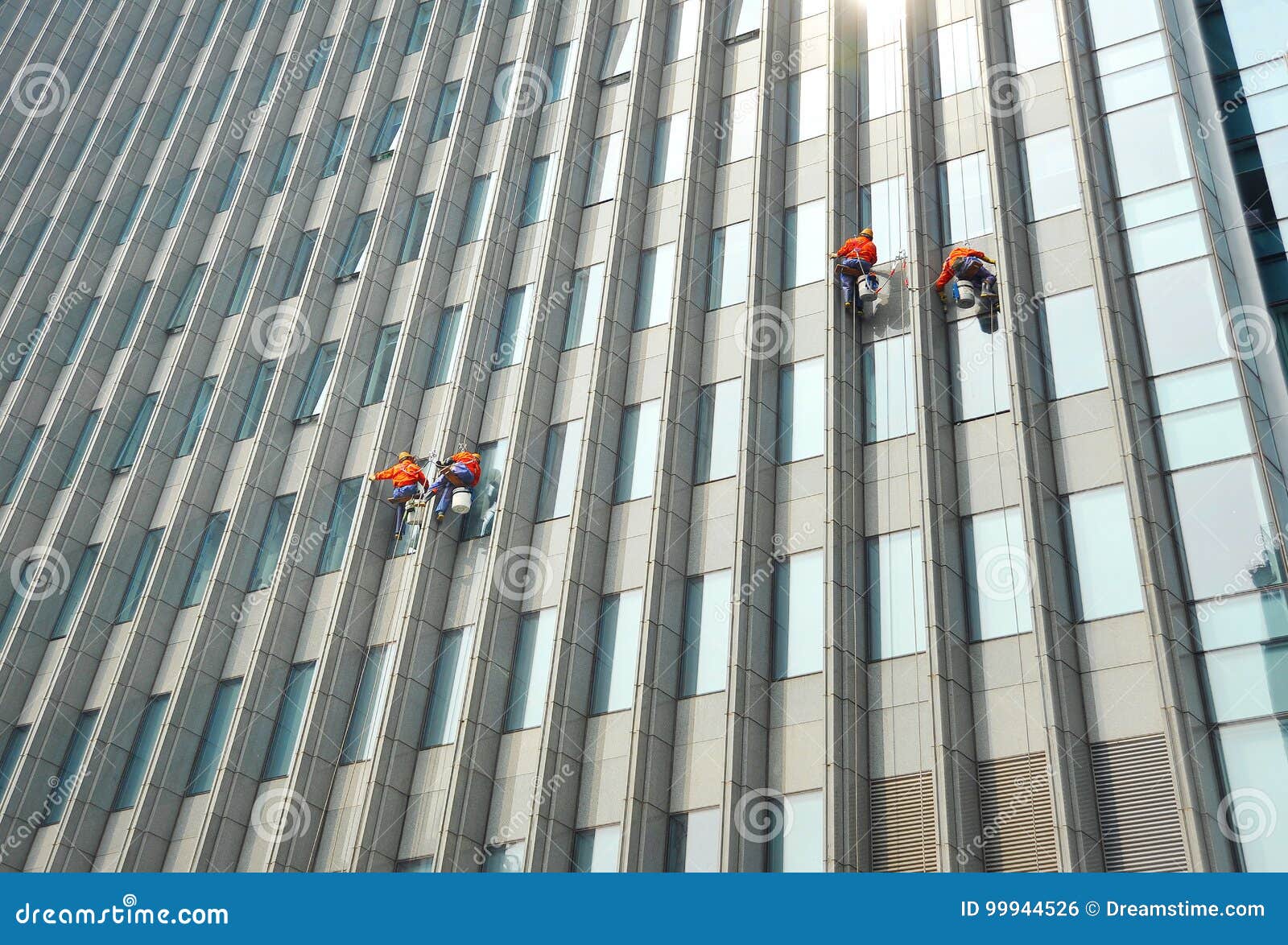 Window Washers Cleaning the Windows Stock Photo - Image of labor ...