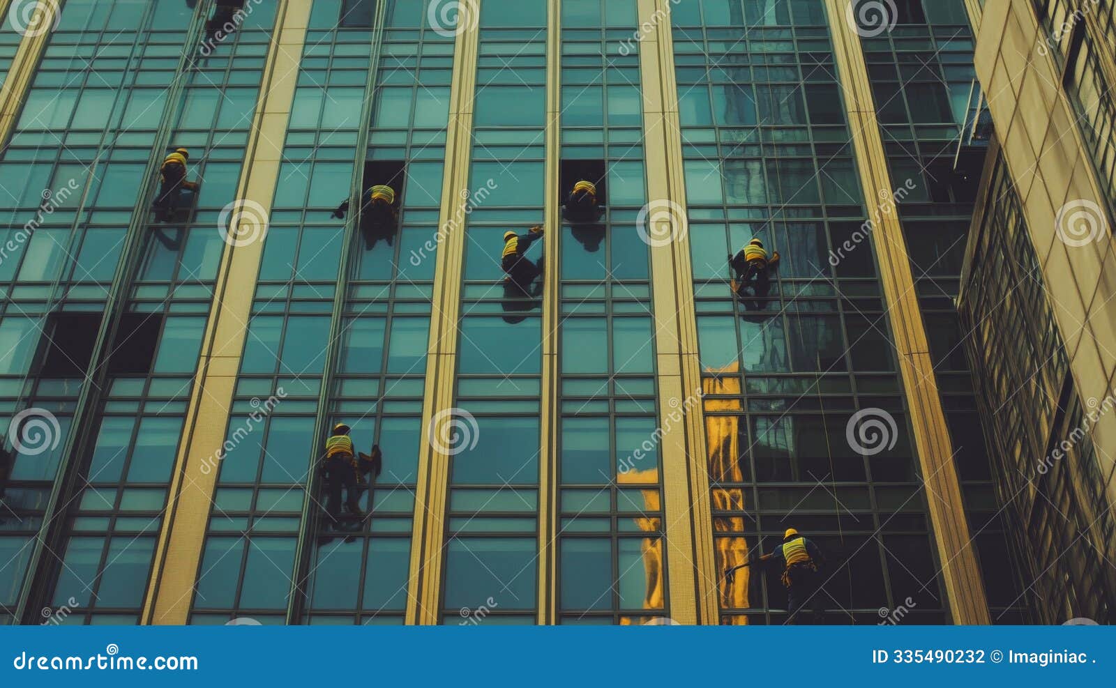 Window Washers on a Modern Glass Building Stock Illustration ...