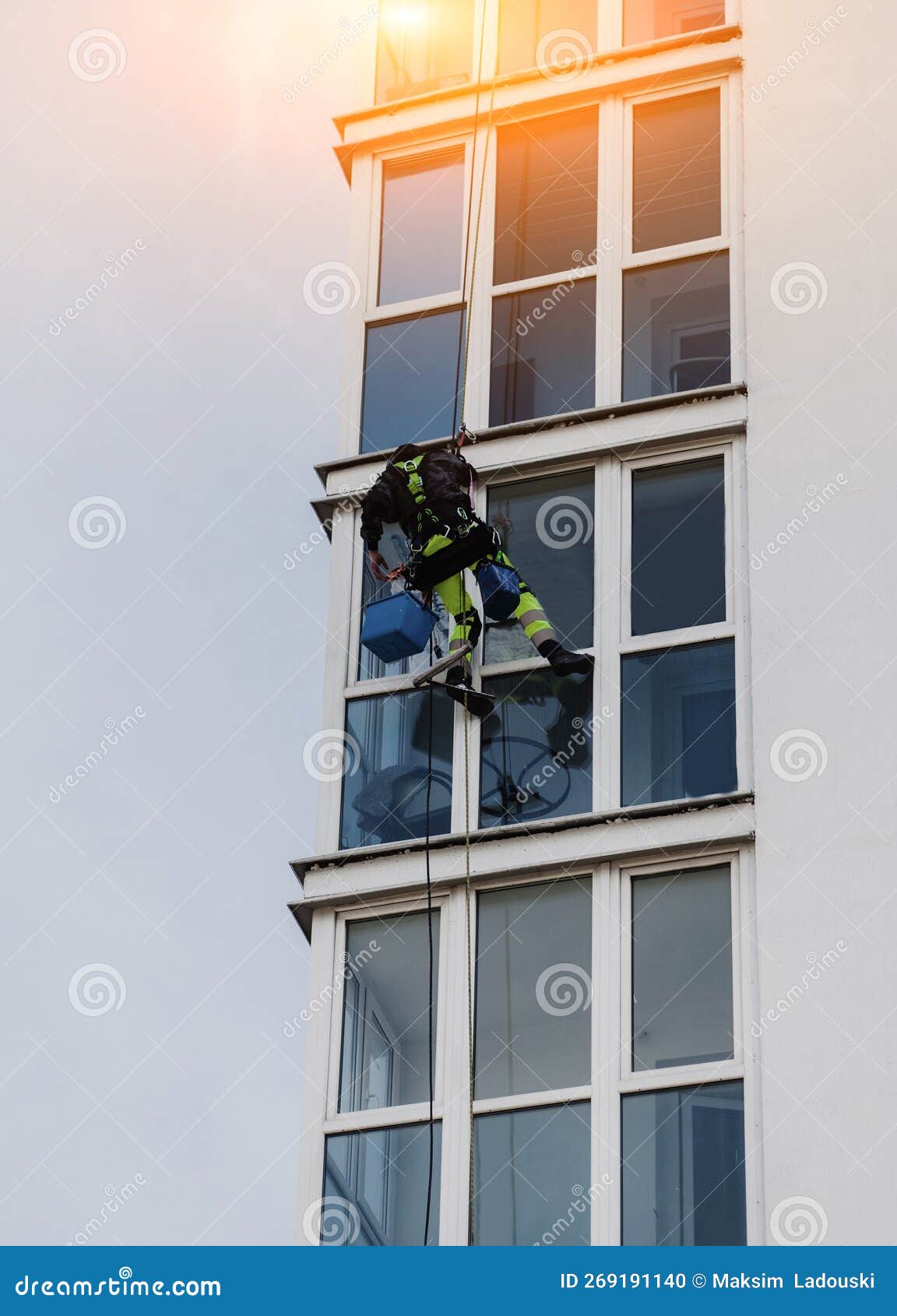 Window Washers on a Office Building Stock Photo - Image of cleaner ...