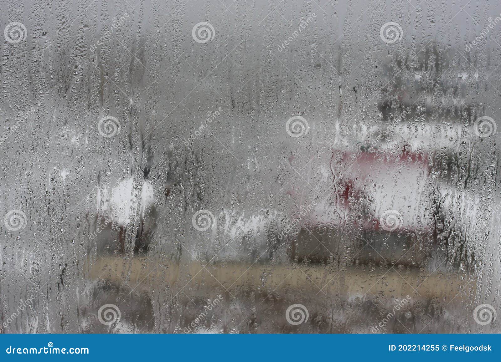 Window with Water Drops Closeup, Inside, Selective Focus. Window with ...