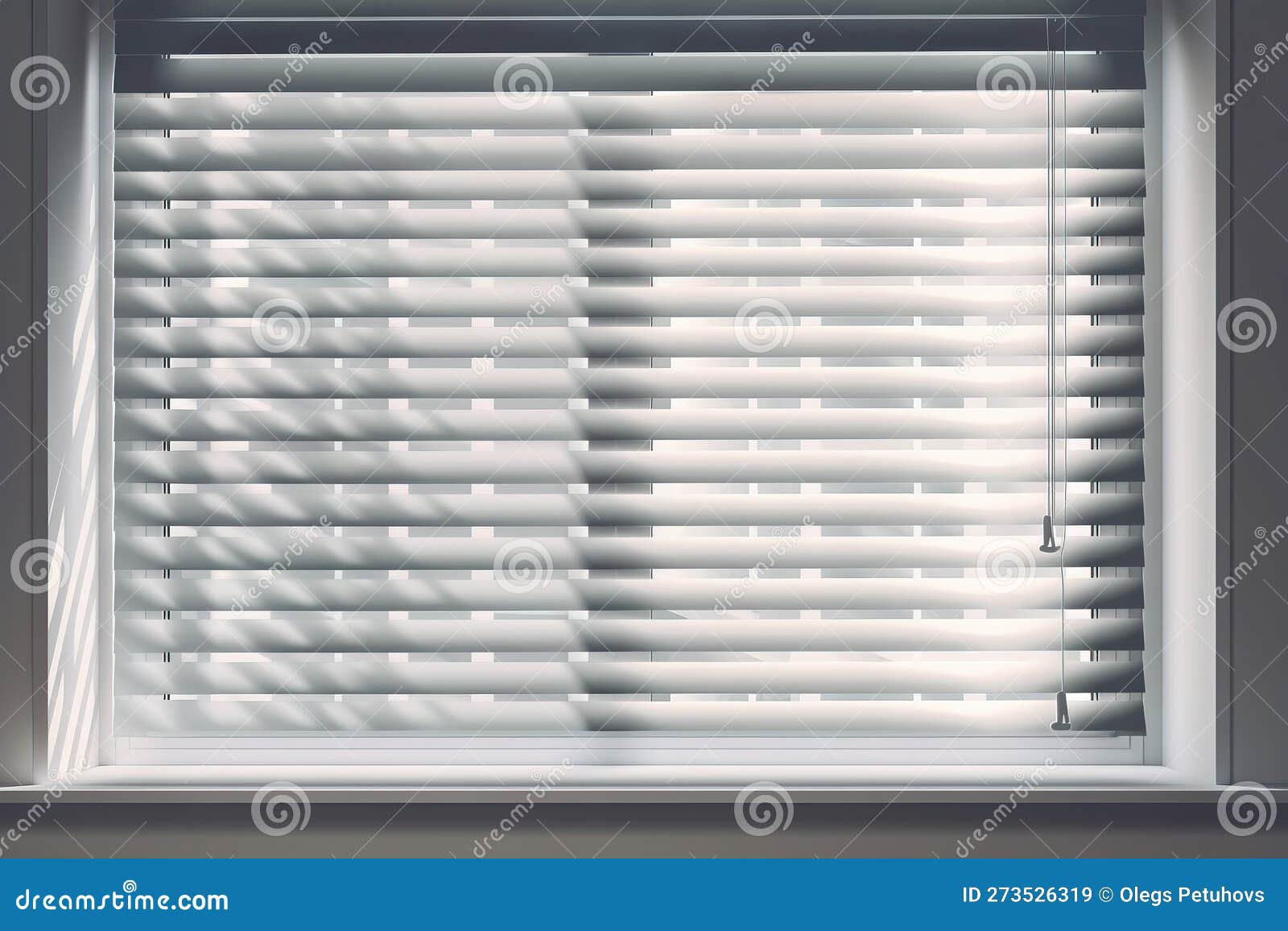 A Window with a White Blind and a White Wall in the Background with a ...