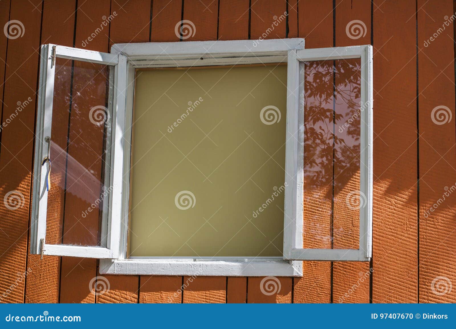 Window with a White Frame on an Orange Wooden Wall, Background Stock ...