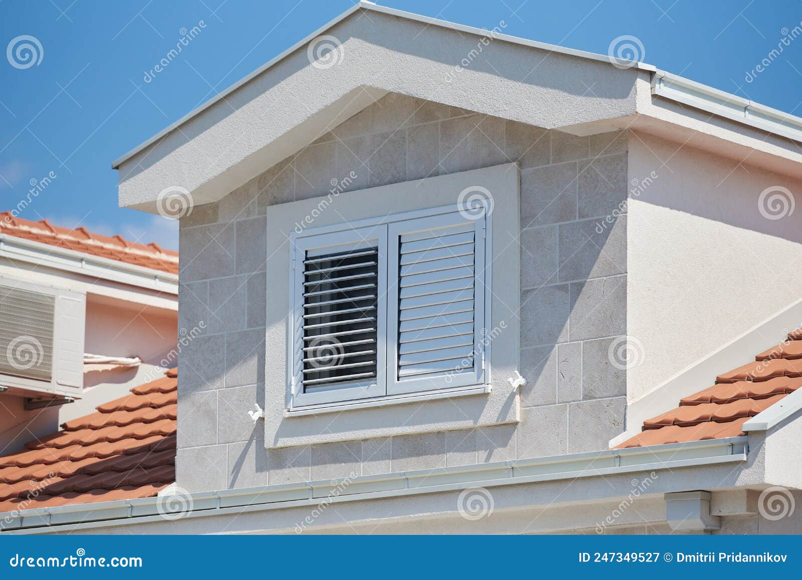 Window with White Shutters in Modern House Stock Image - Image of ...