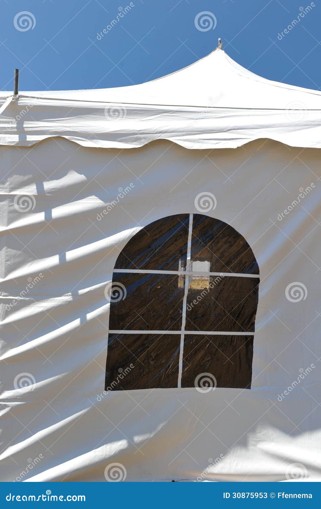 Window of a White Tent with Wrinkles Stock Image - Image of exterior ...