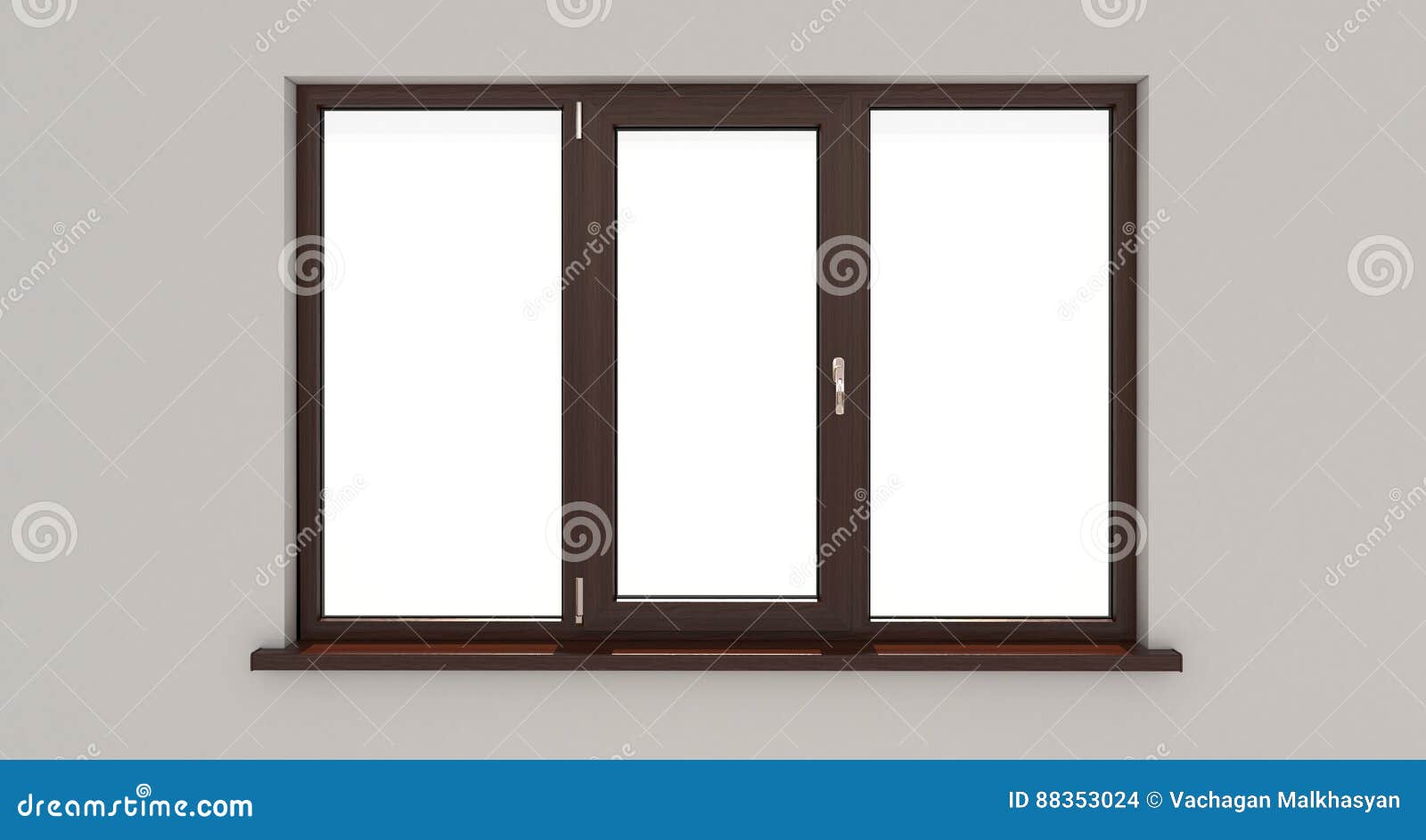 Window. White Wall. Isolated Window. Wooden Window. 3d. 3D Render ...