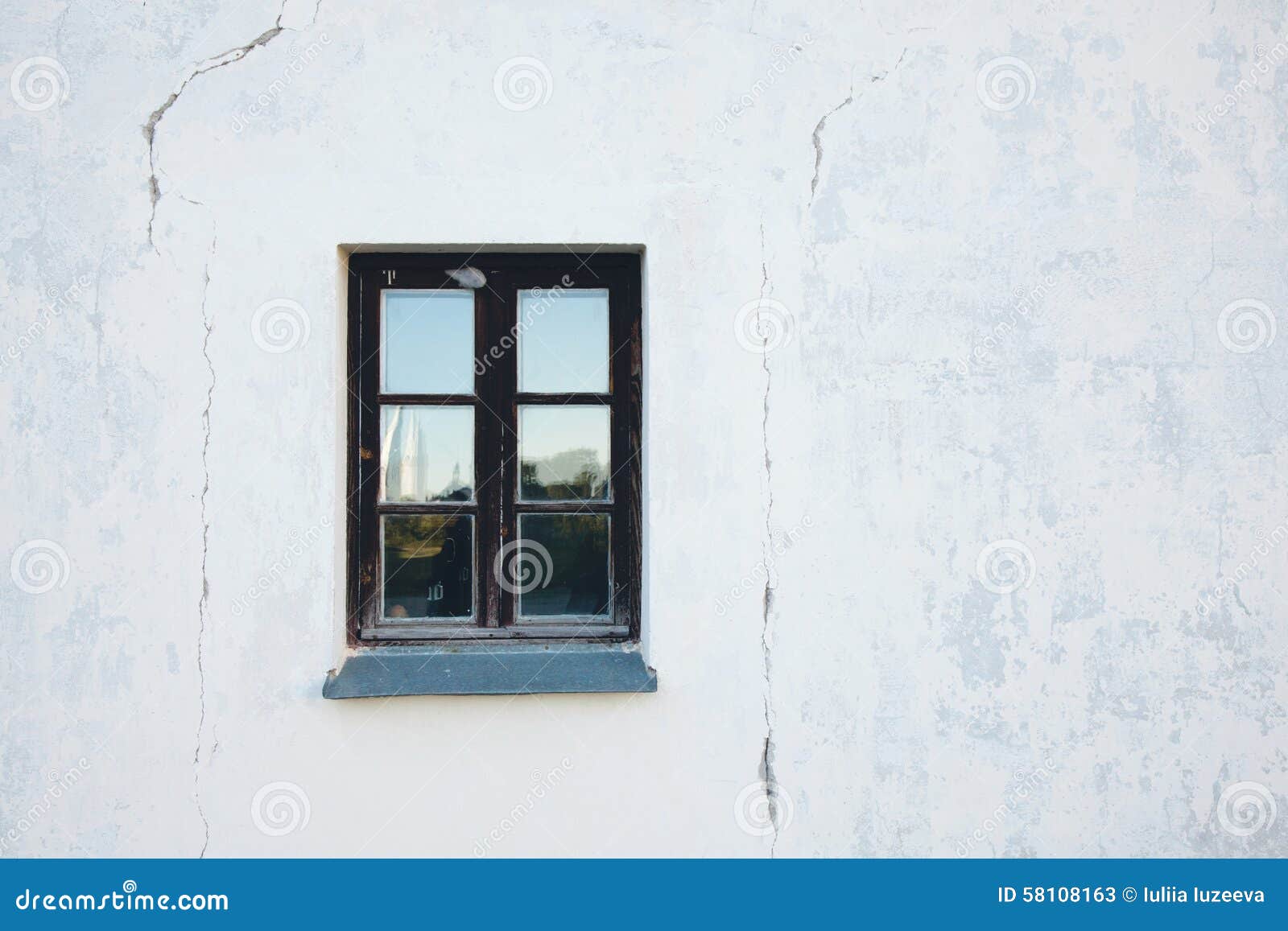 Window on a white wall. stock image. Image of view, cracked - 58108163