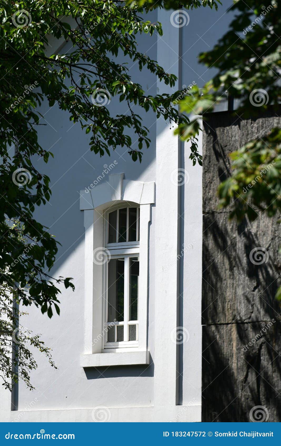 Window on white wall stock photo. Image of ancient, vintage - 183247572