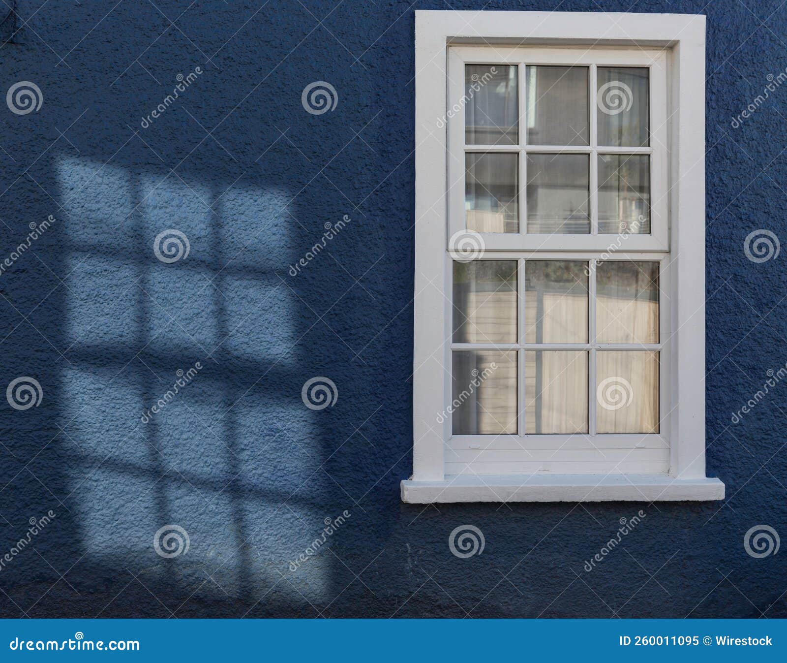 Window with White Walls on a Blue Wall Stock Image - Image of detail ...