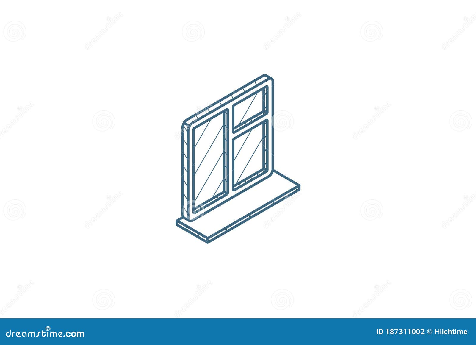 Window Whith Sill Isometric Icon. 3d Line Art Technical Drawing ...