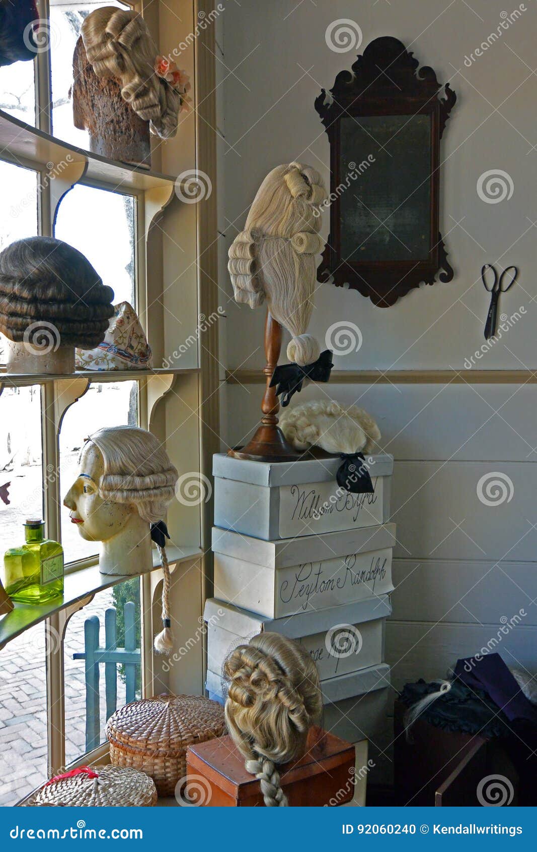Window of Wigmaker`s Shop, Colonial Williamsburg, Virginia Editorial ...