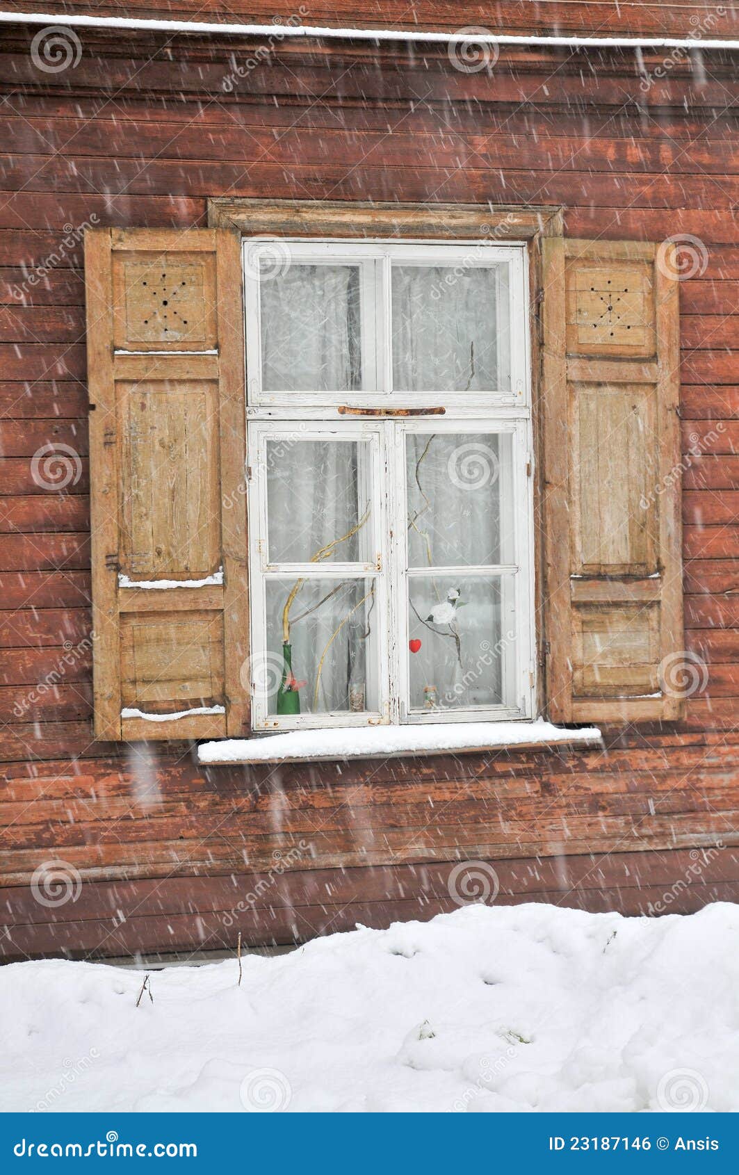 Window in winter stock photo. Image of detail, shutters - 23187146