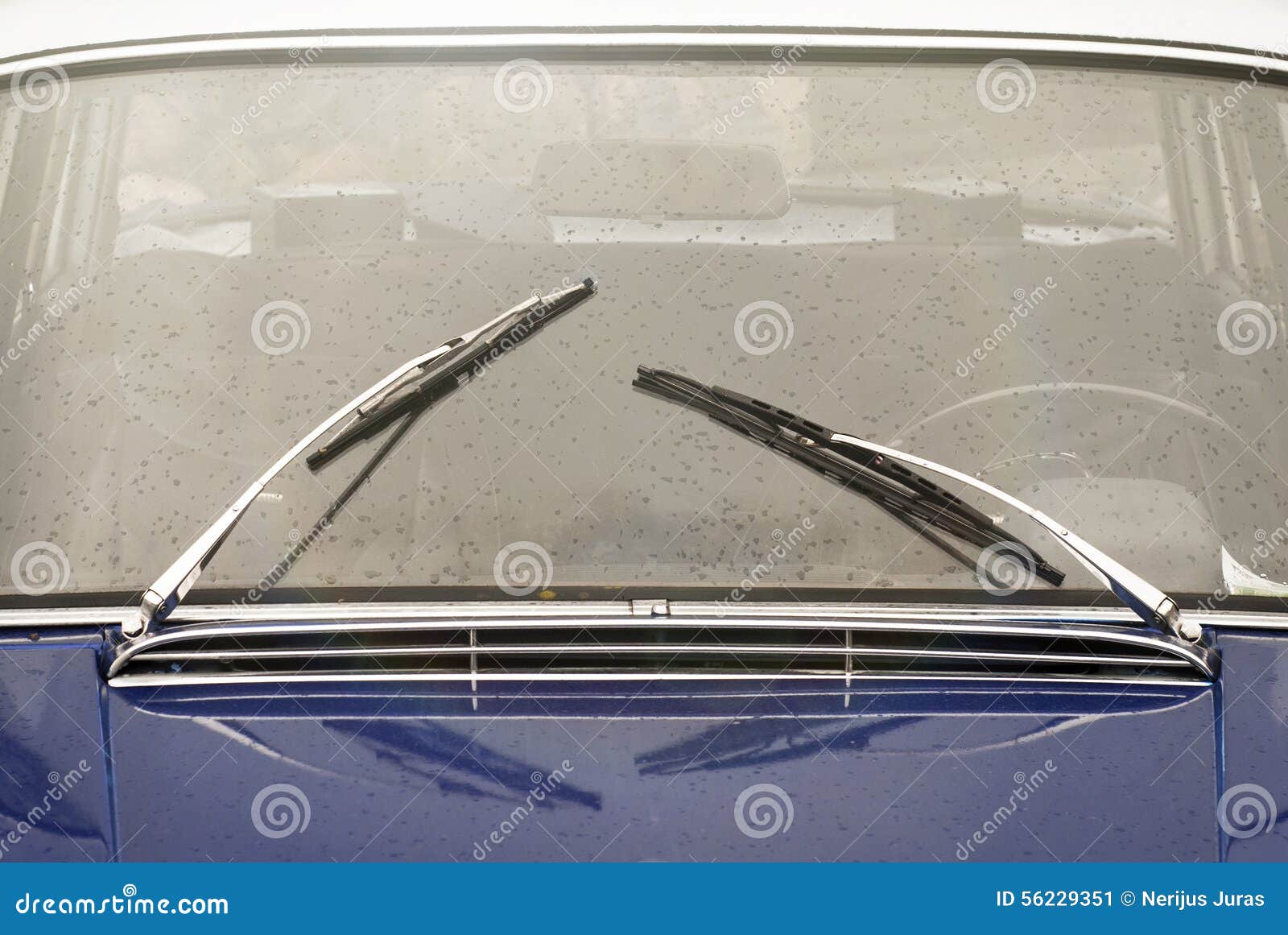 Window with Wipers of Vintage Car Stock Image - Image of reflection ...
