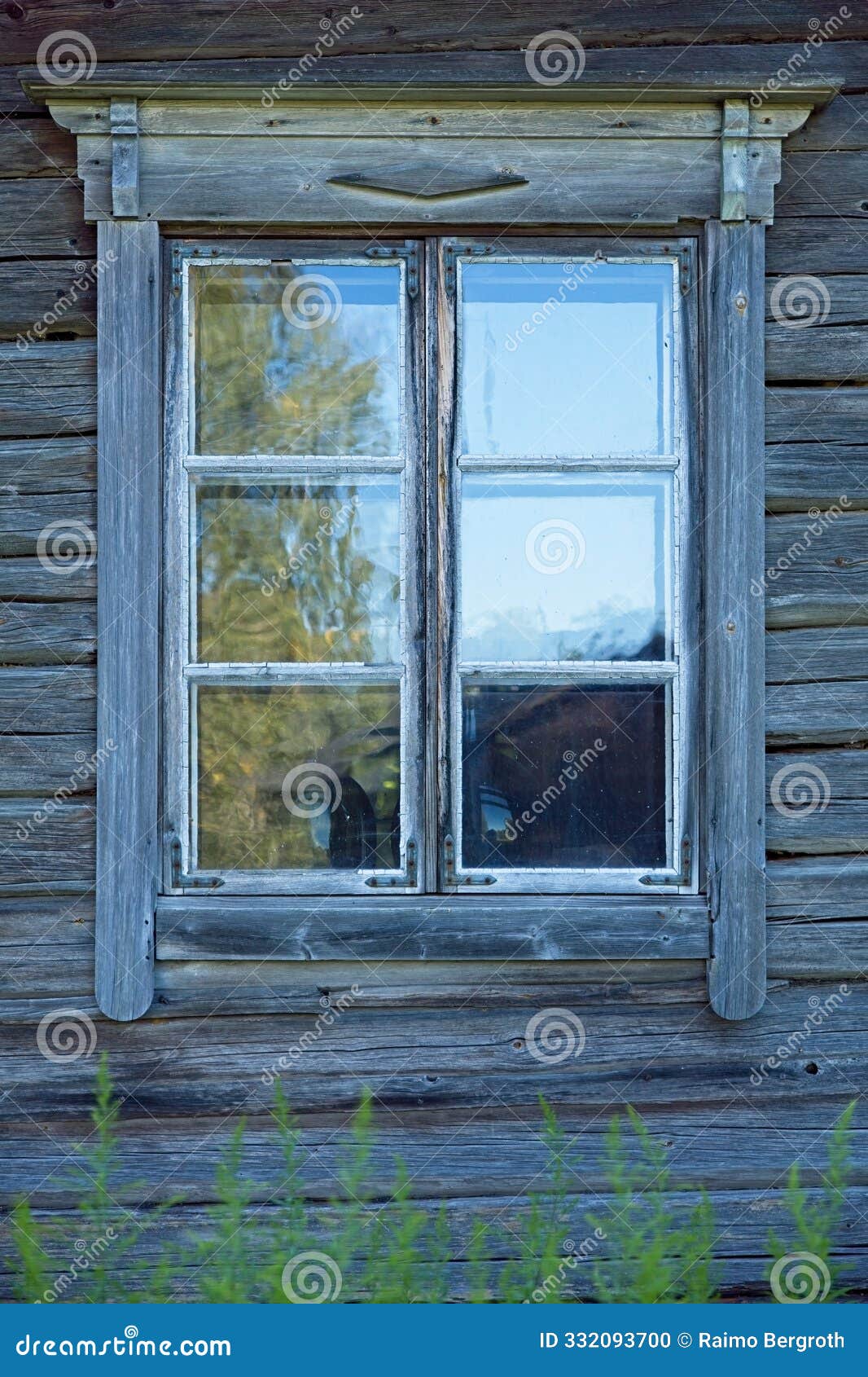 Window on wood wall. stock photo. Image of texture, frame - 332093700