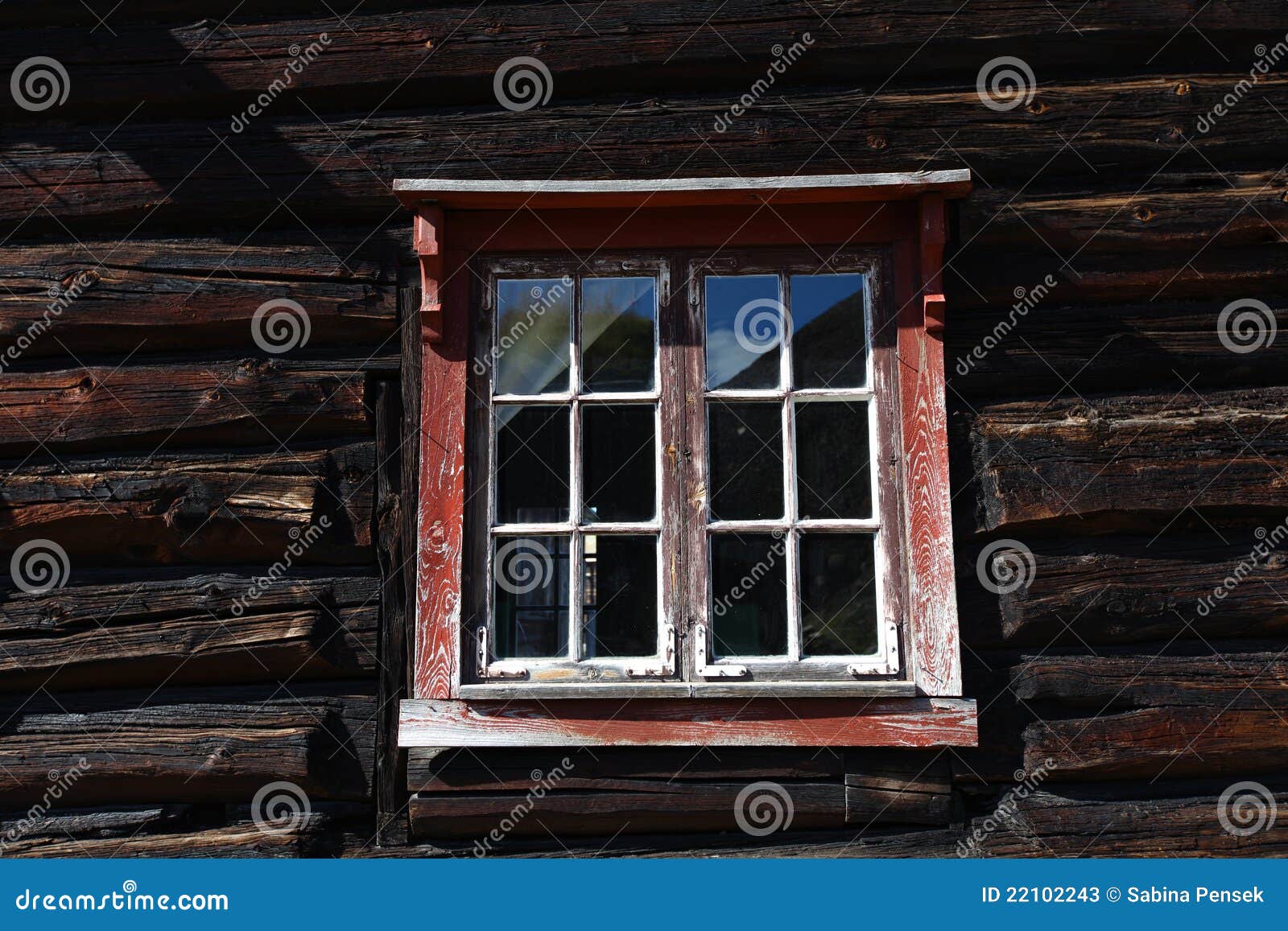 Window in a wooden cottage stock image. Image of city - 22102243