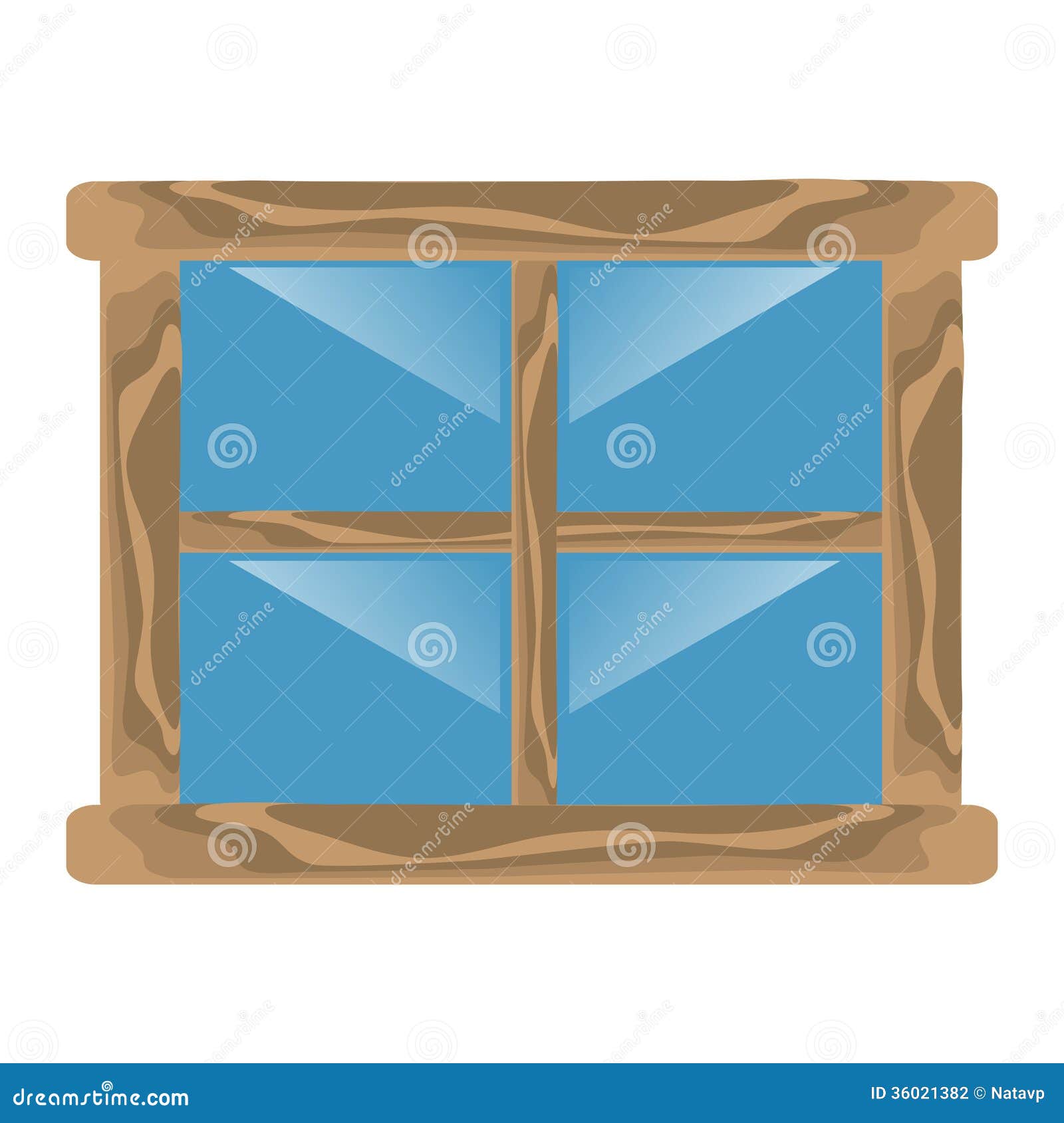 Window with Wooden Frame on White. Stock Vector - Illustration of wood ...