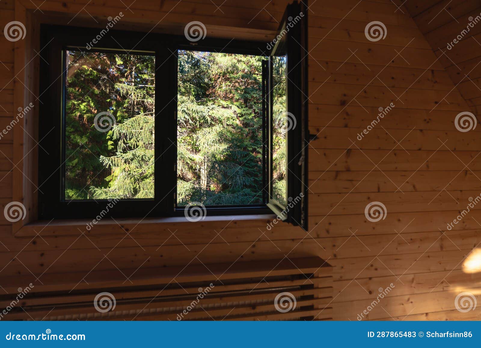 Window in a wooden house stock image. Image of pine - 287865483