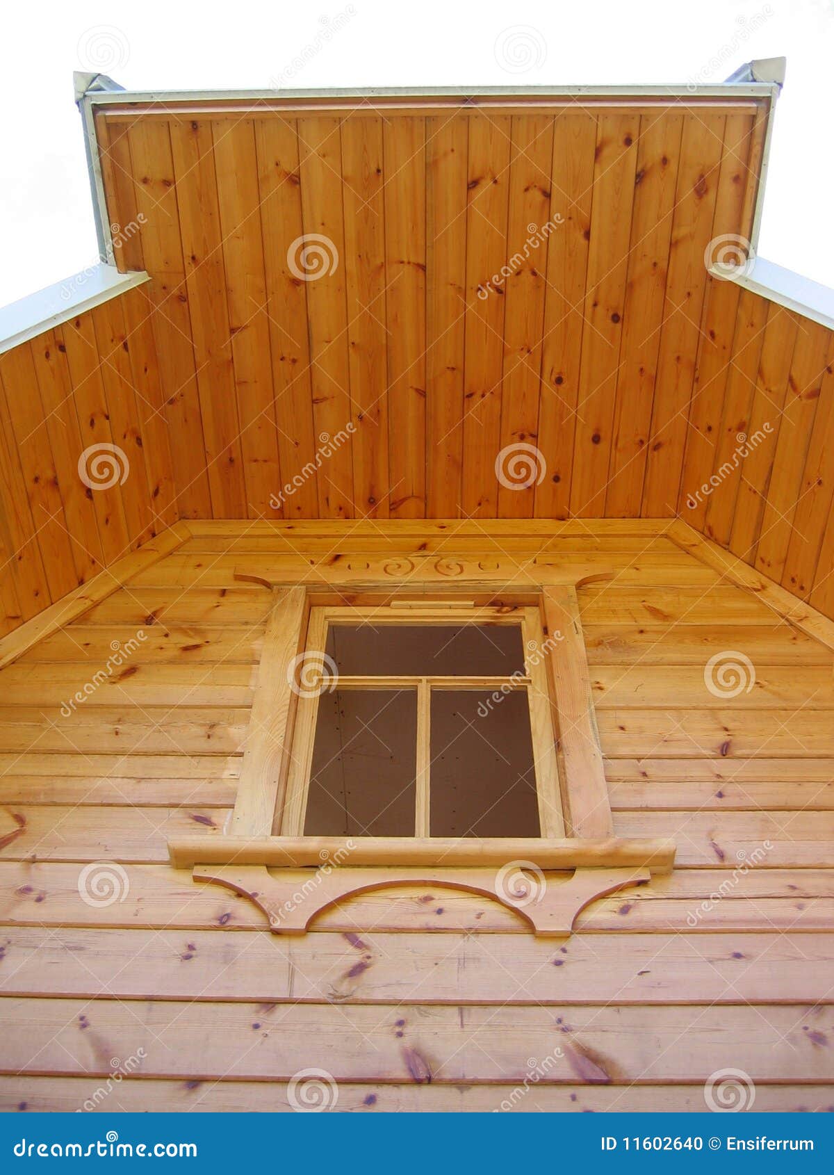 A Window on the Wooden Wall Stock Photo - Image of element, fretted ...