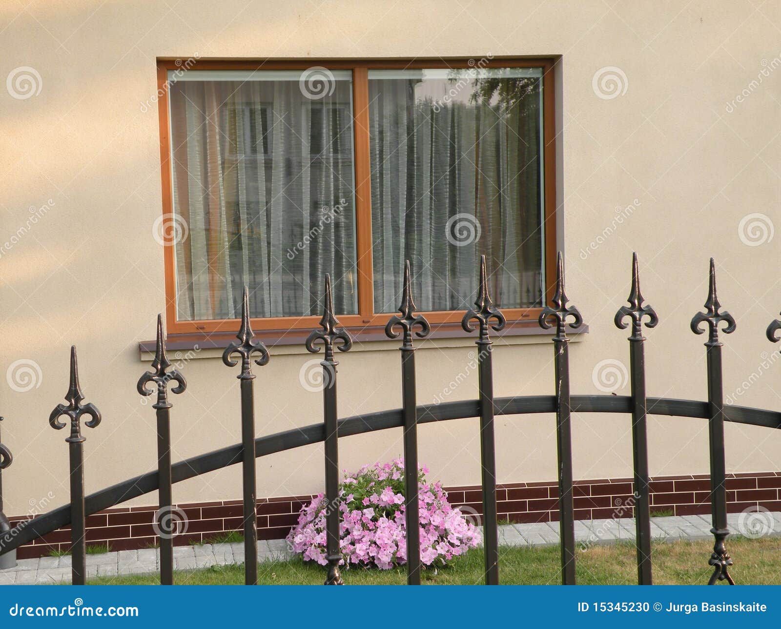 Window and wrought fence stock photo. Image of detail - 15345230