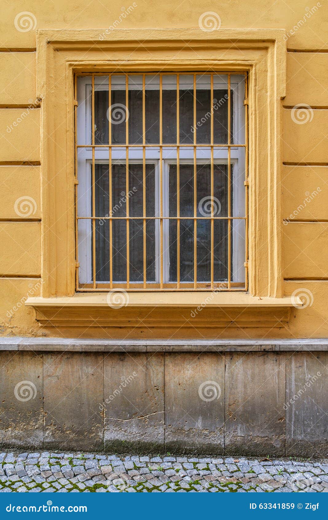 Window with Wrought Iron Bars Stock Image - Image of iron, guard: 63341859
