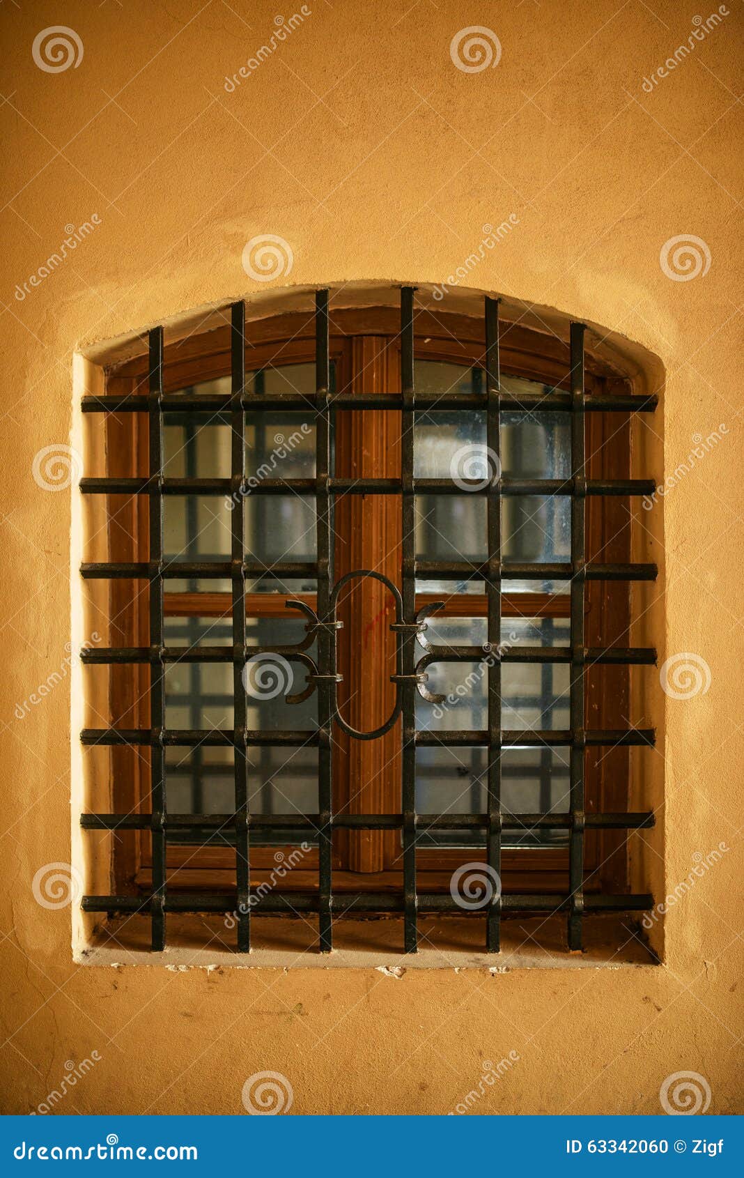 Window with Wrought Iron Bars Stock Photo - Image of aged, grate: 63342060