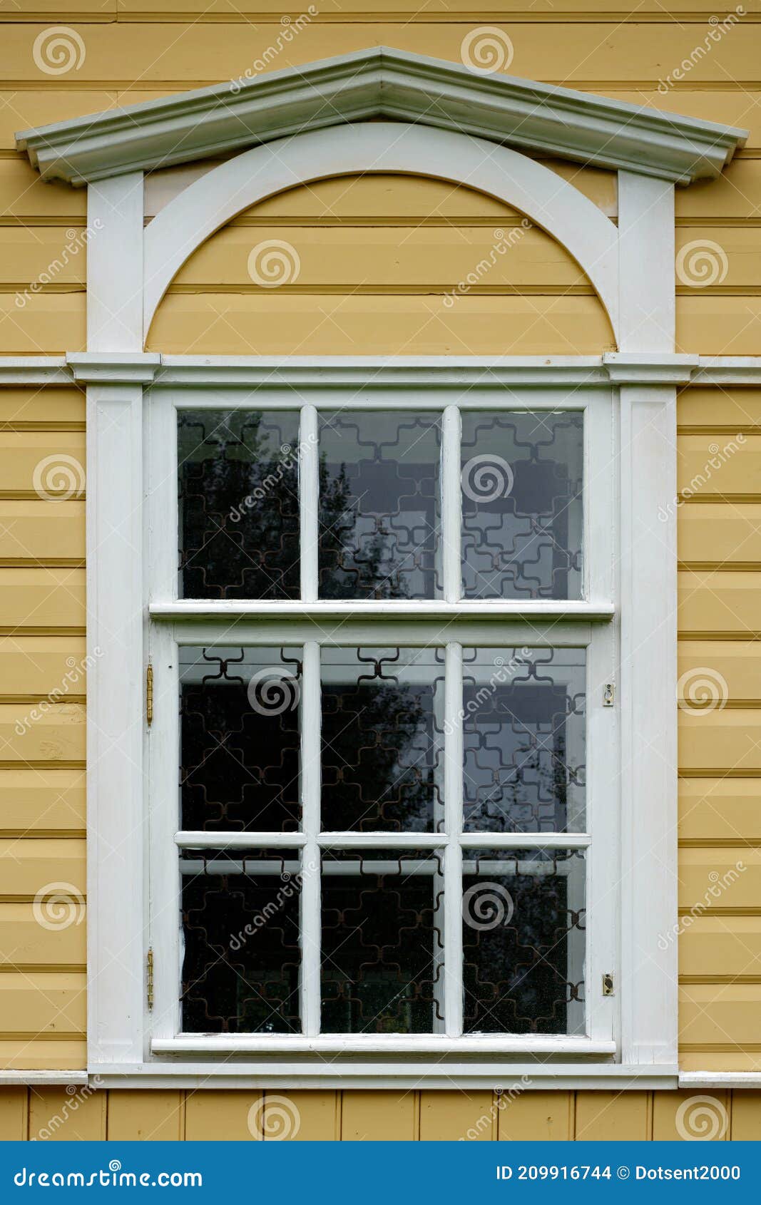 Window on a yellow wall stock photo. Image of object - 209916744