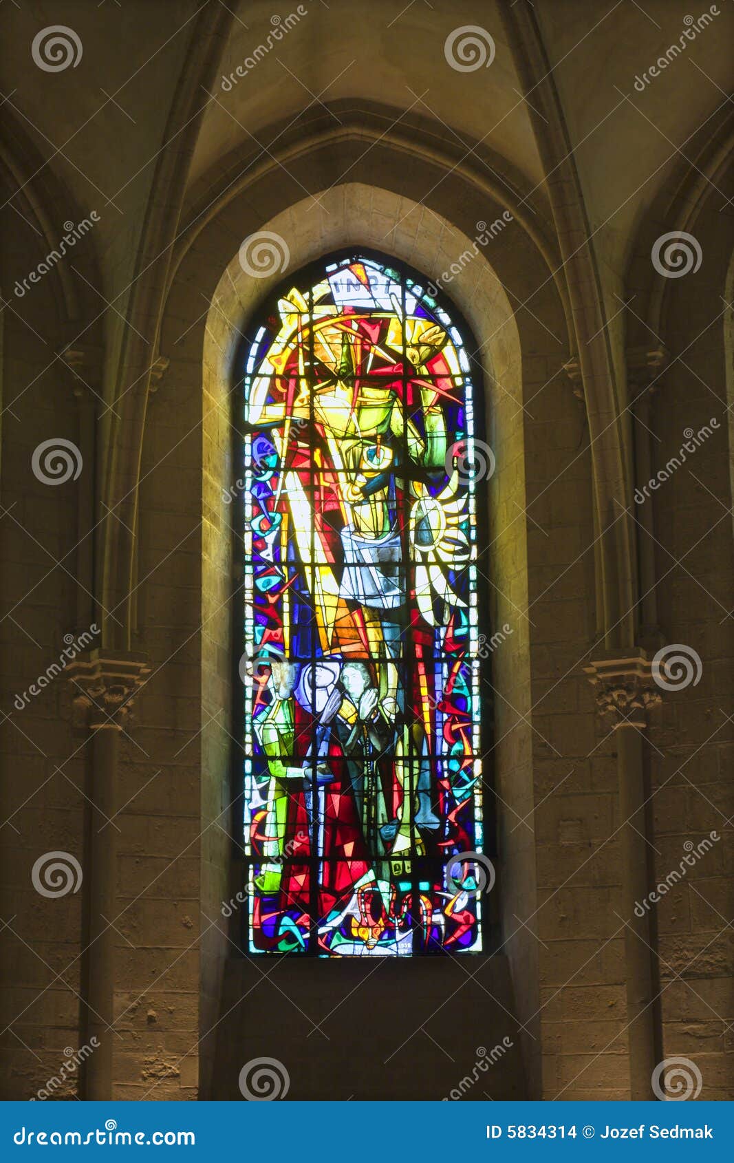 Windowpane from St. Peters Church in Paris Stock Photo - Image of ...