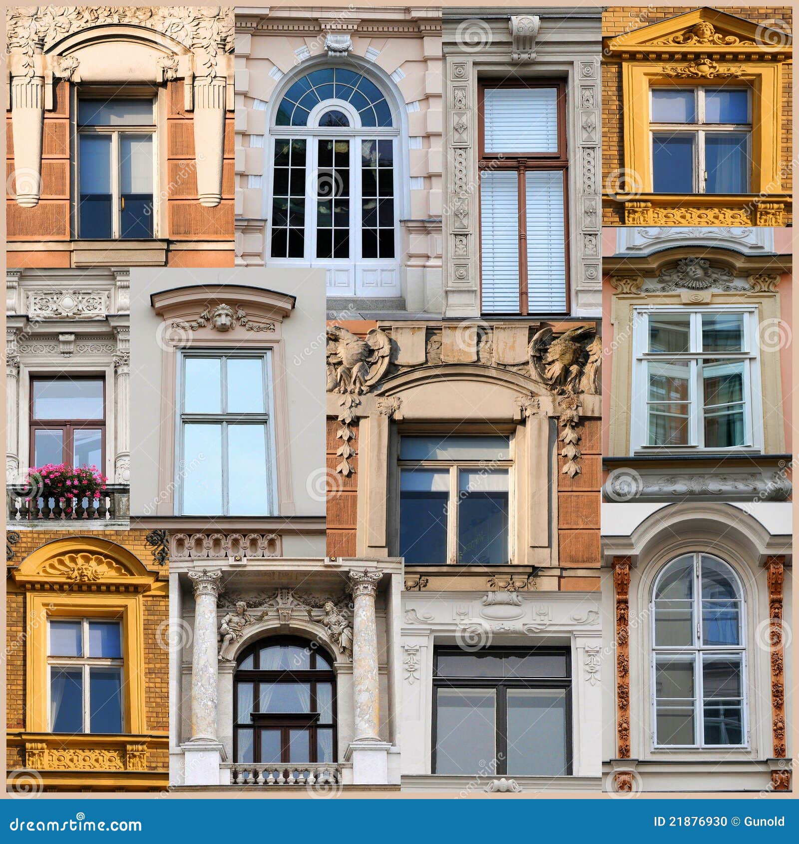 Collage Of Windows And Doors With Grunge Texture Royalty-Free Stock ...