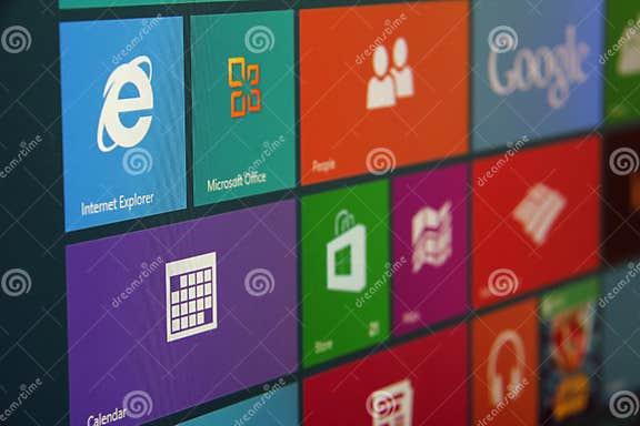Windows 8 Start Screen Angled Editorial Image - Image of windows ...