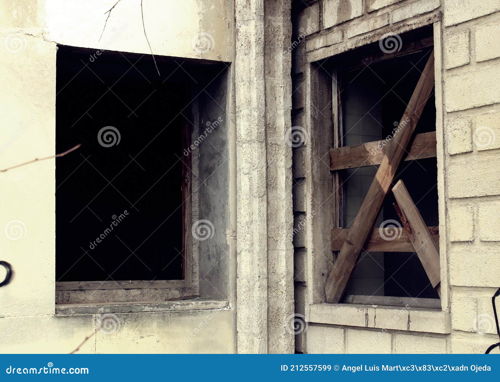 Windows of an Abandoned Building. Stock Image - Image of frame ...