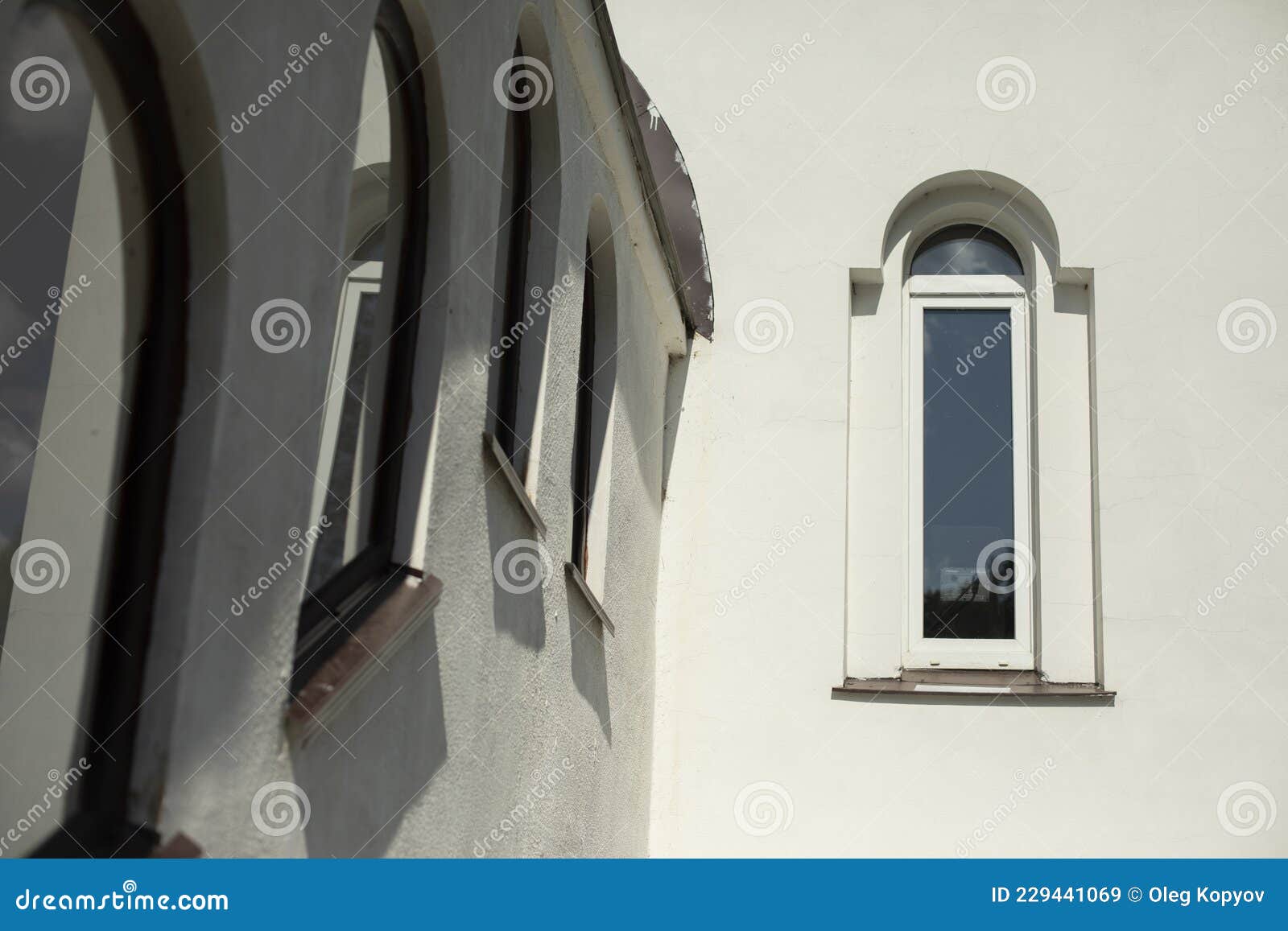 Windows in the Ancient Temple. Russian Orthodox Church. Old Building ...