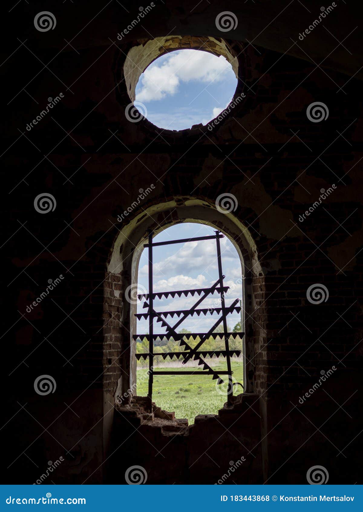 Windows of an Ancient Temple, in the Wall of Red Brick, in the Form of ...