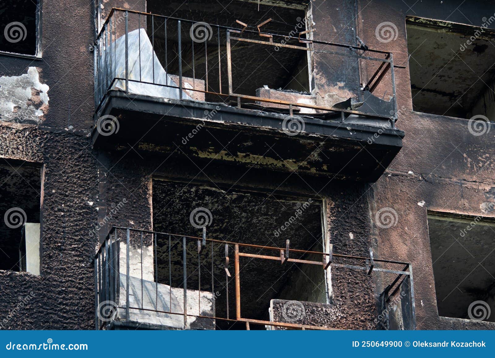 Windows of an Apartment Building after a Fire. Stock Photo - Image of ...