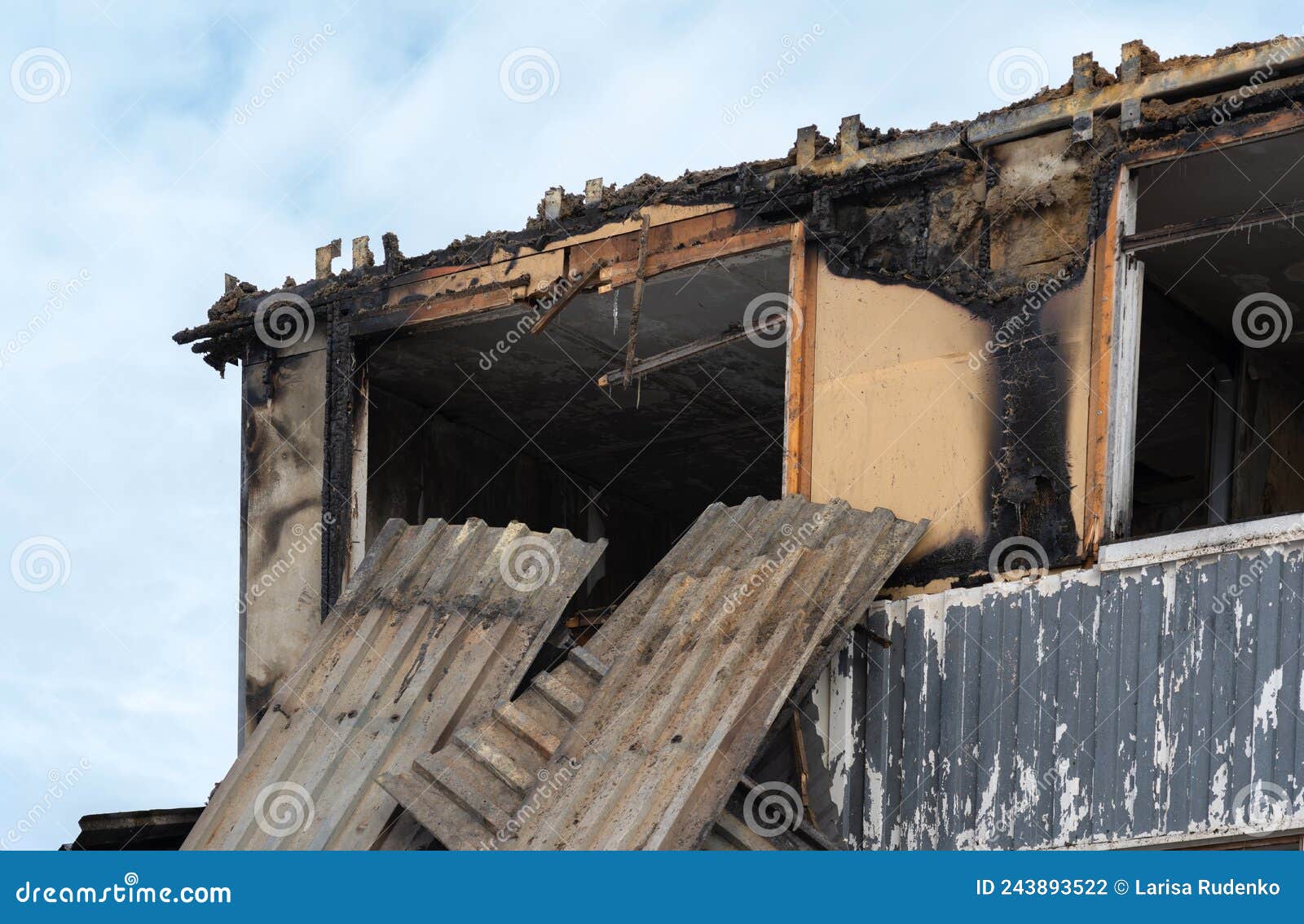 Windows of an Apartment Building after a Fire Stock Photo - Image of ...