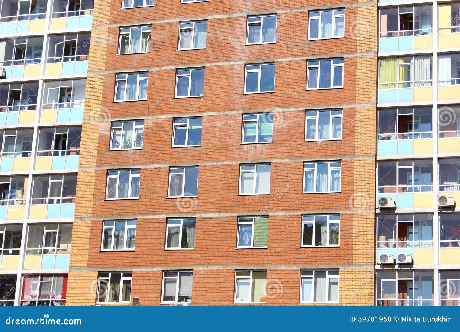 The Windows in the Apartment House Stock Photo - Image of balconies ...