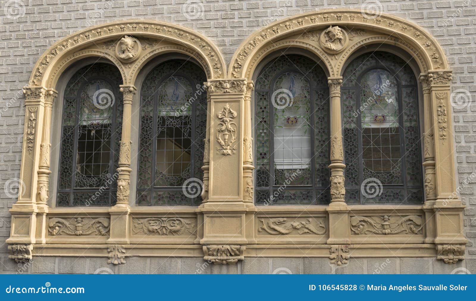 Windows with arches. stock photo. Image of arches, glass - 106545828