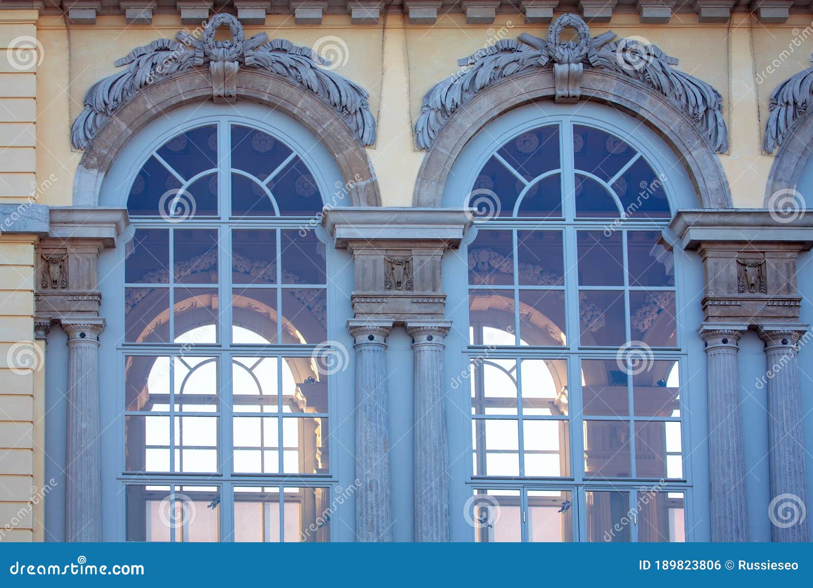 Windows with Arches and Modeling Stock Photo - Image of historic ...