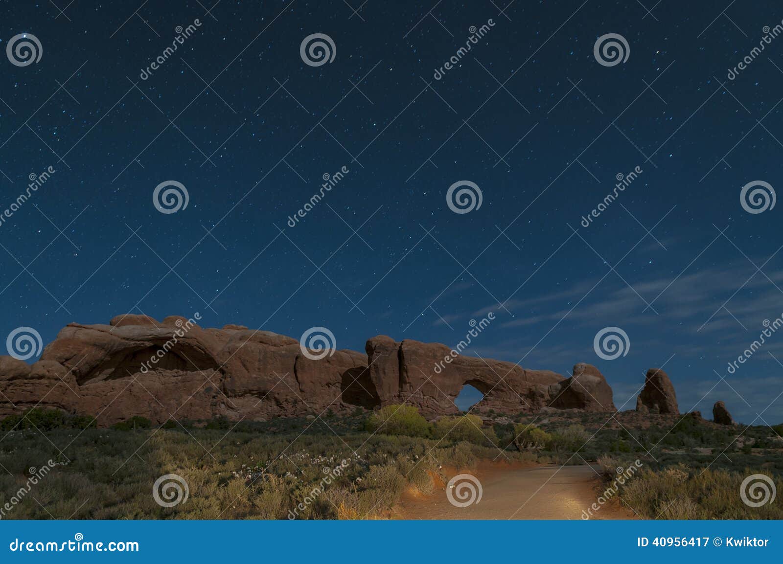 Windows Arches National Park at Night Stock Image - Image of landscape ...